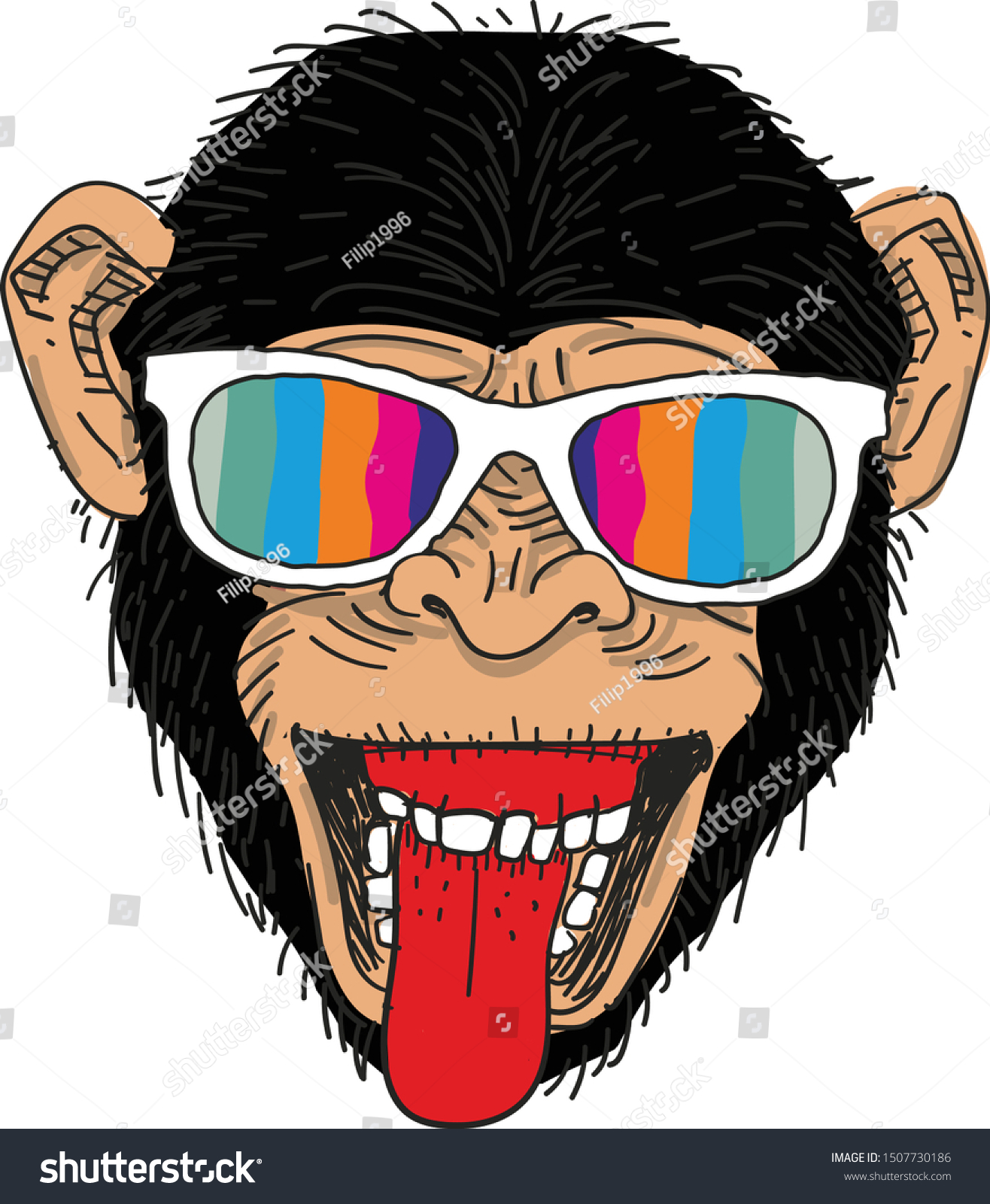 Crazy Monkey Head Cartoon Vector Illustration Stock Vector (Royalty ...