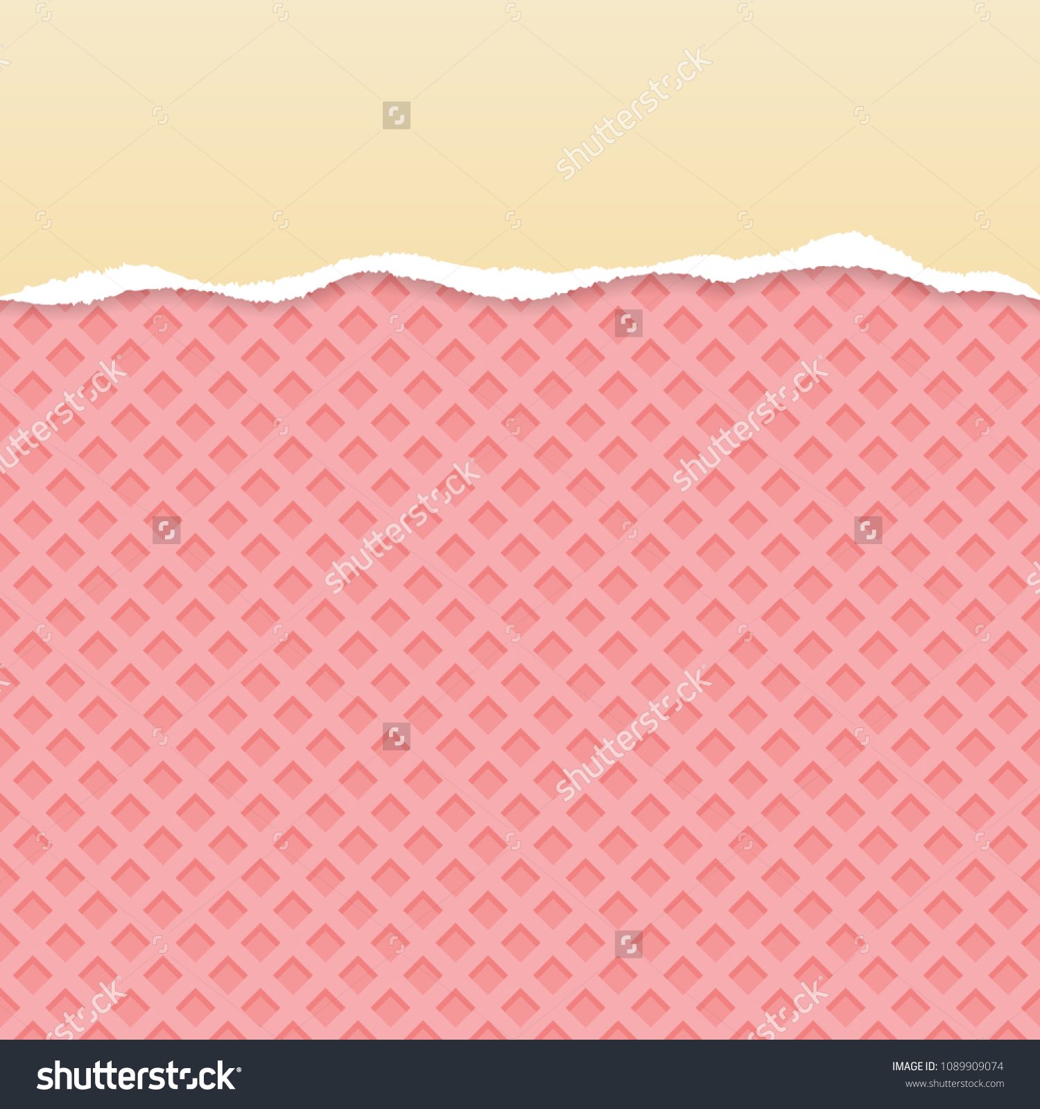 Cream Ripped Paper Vector Pink Wafer Stock Vector (Royalty Free) 1089909074