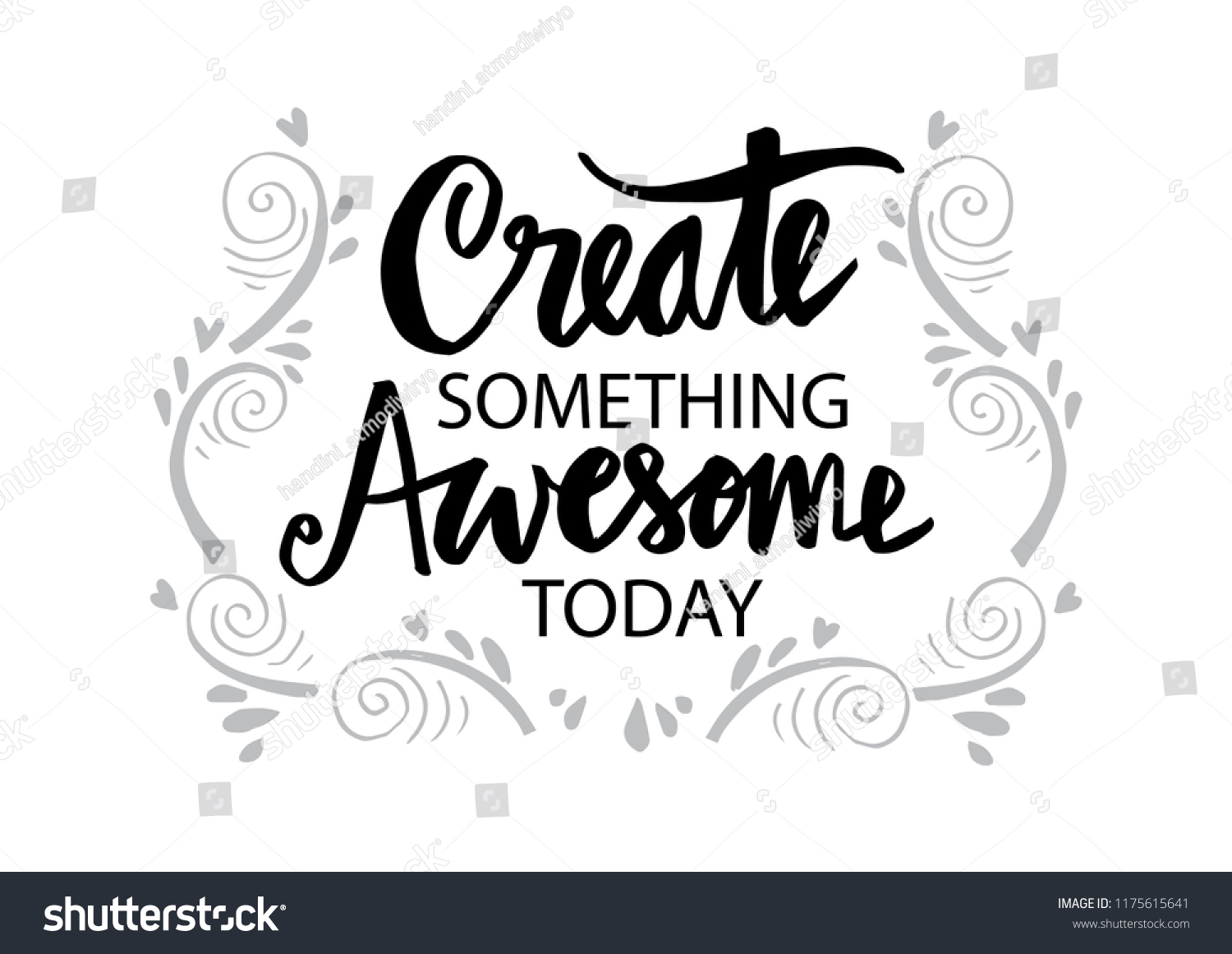 Create Something Awesome Today Hand Lettering Stock Vector (Royalty ...