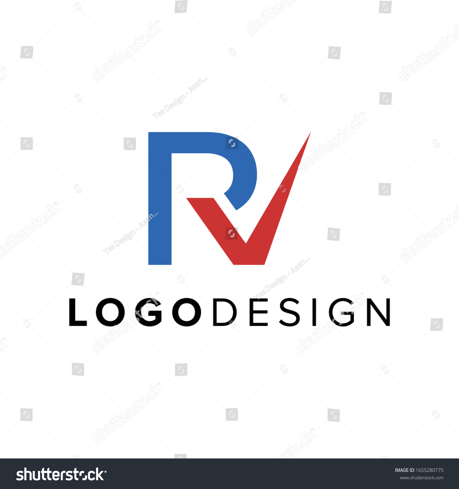 Creative Abstract Initial Rv Check Mark Stock Vector (Royalty Free ...