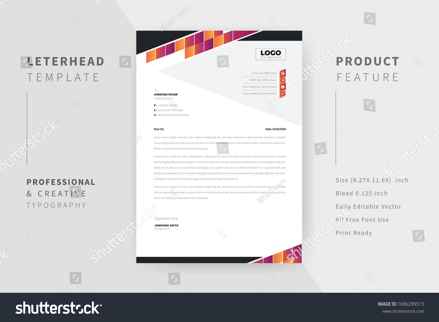 Creative Abstract Letterhead Design Template Stock Vector (Royalty Free ...
