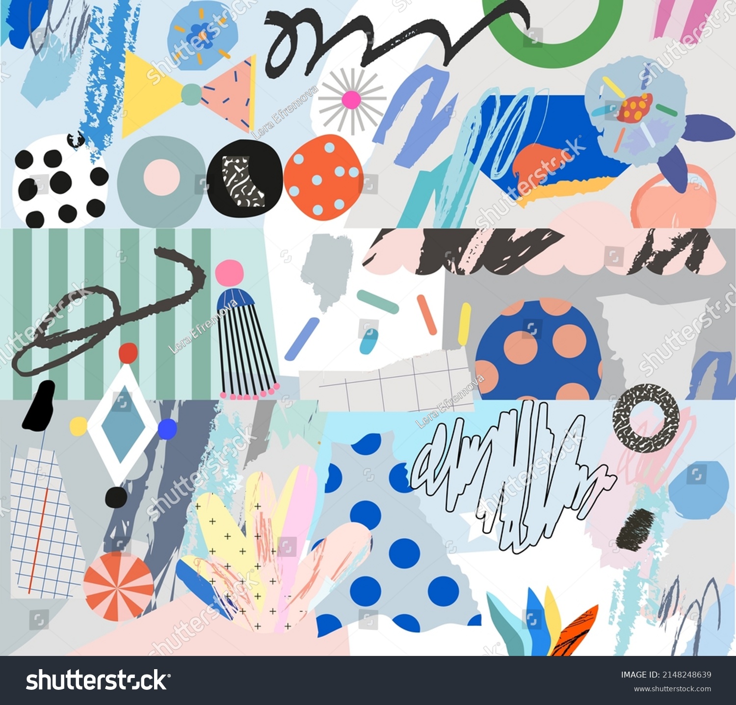Creative Art Background Different Shapes Textures Stock Vector (Royalty ...