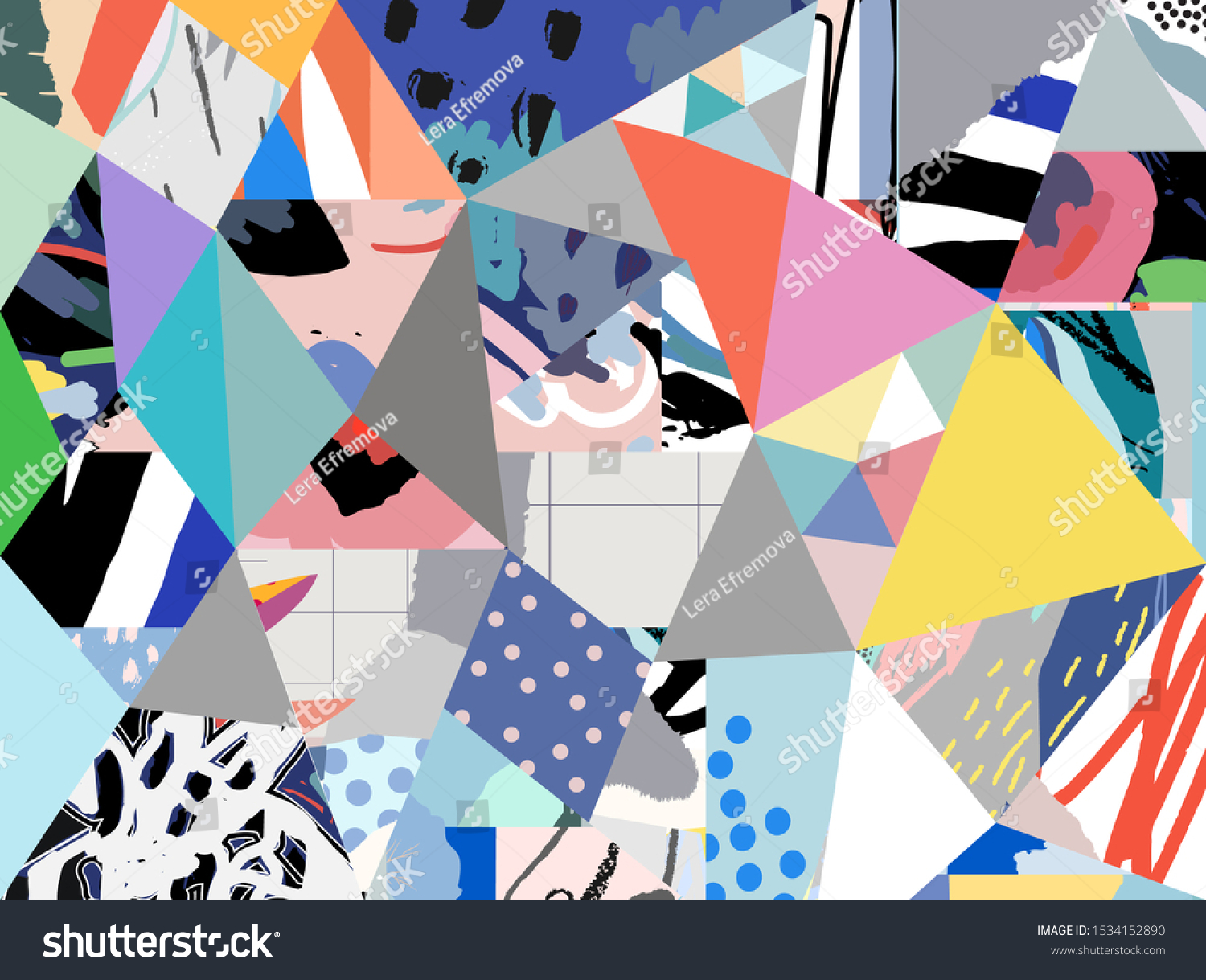 Vektor Stok Creative Art Header Different Shapes Textures (Tanpa ...