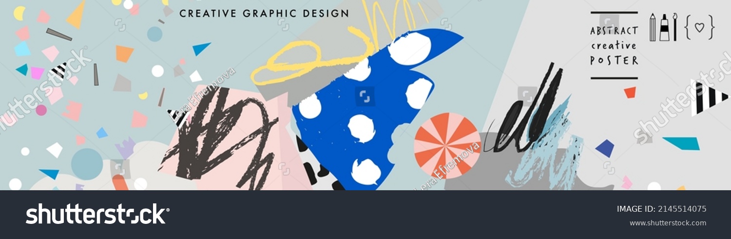 Creative Art Header Different Shapes Textures Stock Vector (Royalty ...