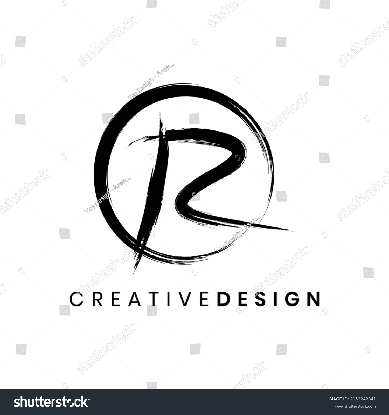 Creative Brush Stroke Letter R Logo Stock Vector (Royalty Free ...