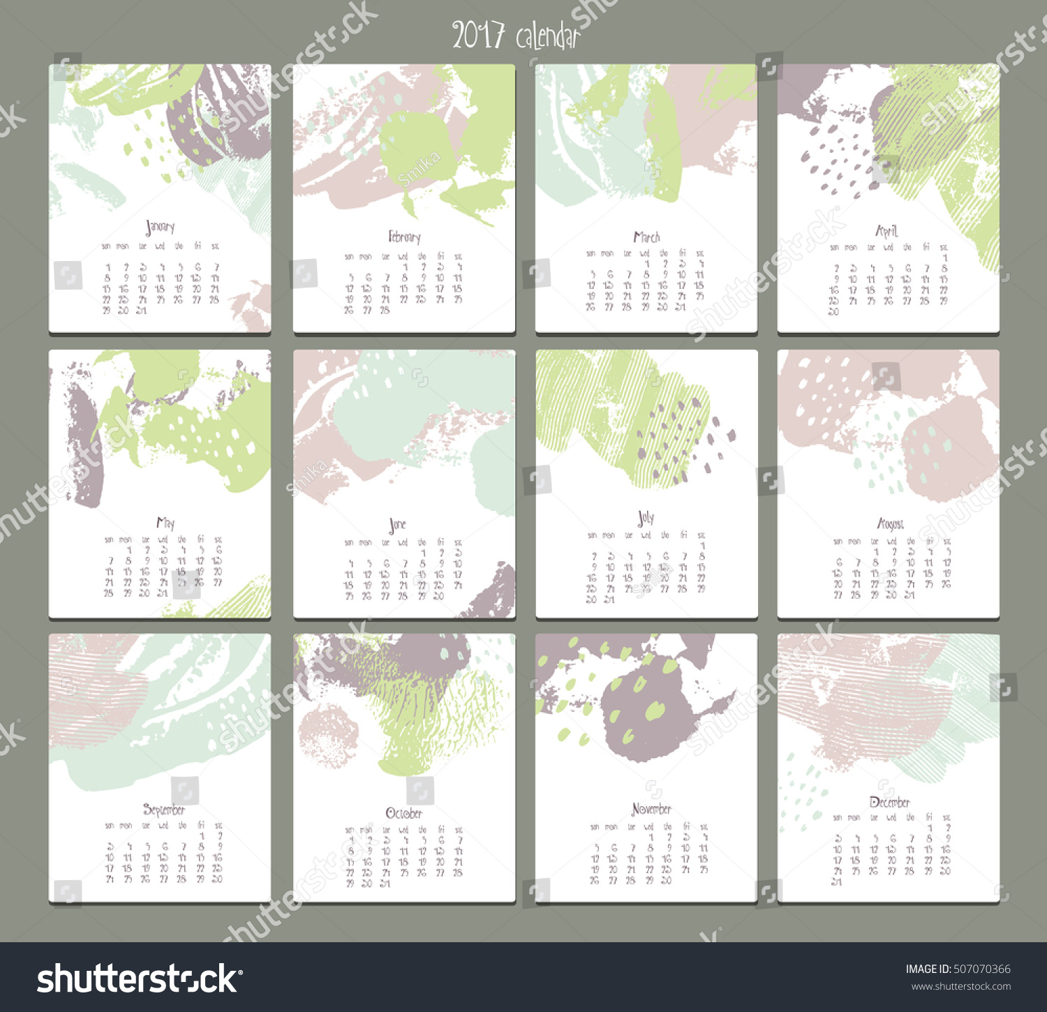Creative Calendar Template Different Textures Modern: เวกเตอร์สต็อก ...