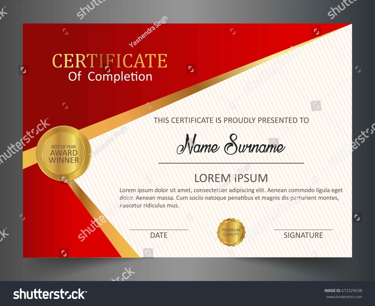 Vektor Stok Creative Certificate Template Clean Modern Patternvector ...