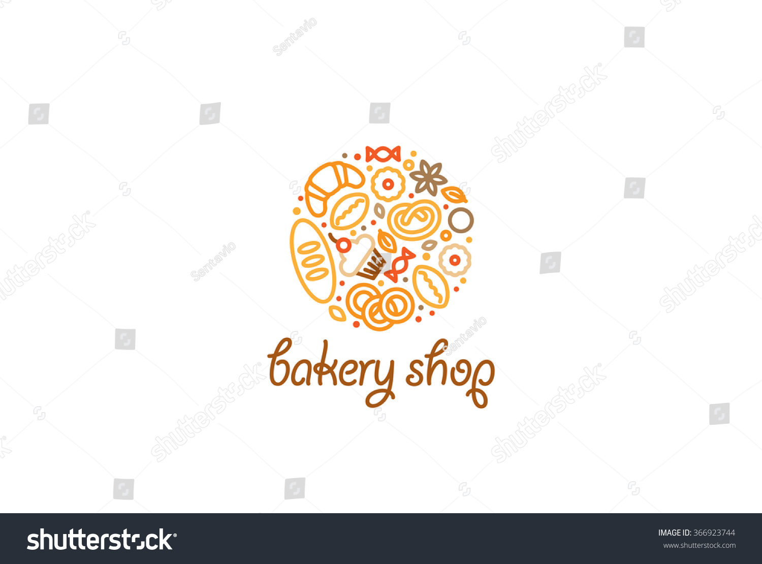 Creative Circle Bakery Shop Logo Design Stock Vector 366923744 ...