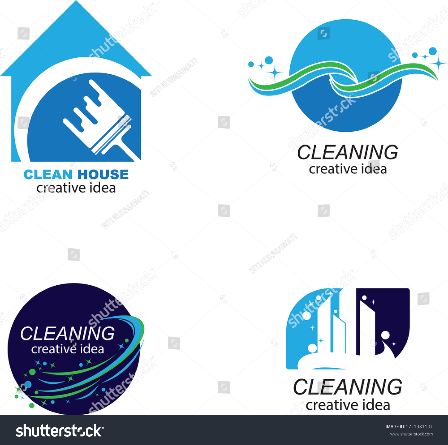 Creative Cleaning Concept Logo Design Template Stock Vector (Royalty ...