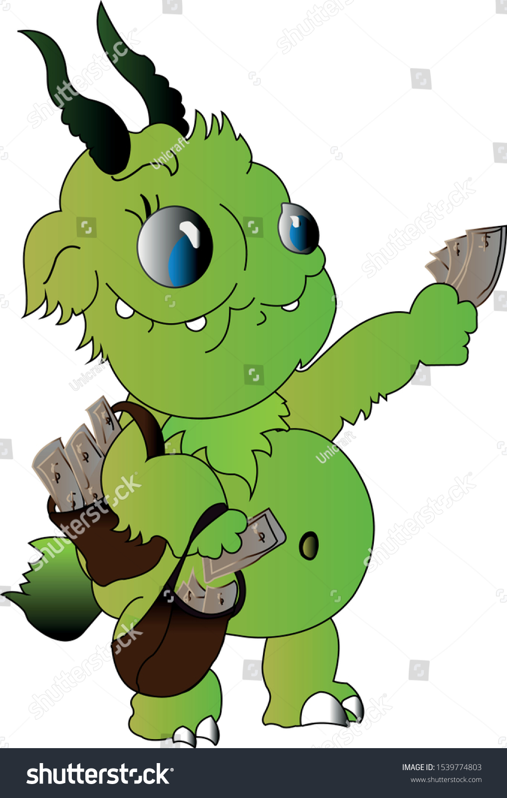 Creative Cute Green Monster Gradient Illustration Stock Vector (Royalty ...
