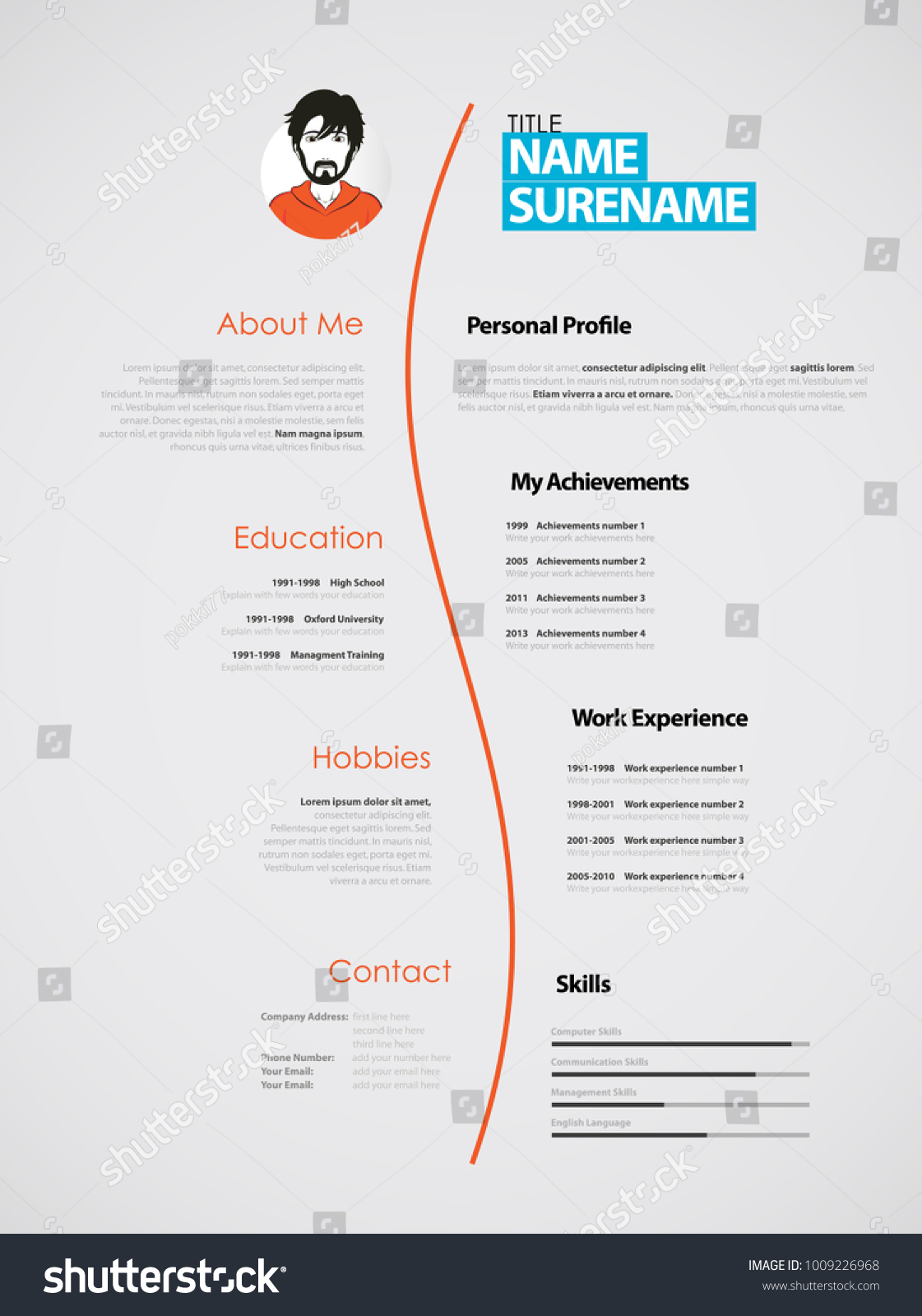 Creative Cv Template Paper Stripes Stock Vector (Royalty Free ...