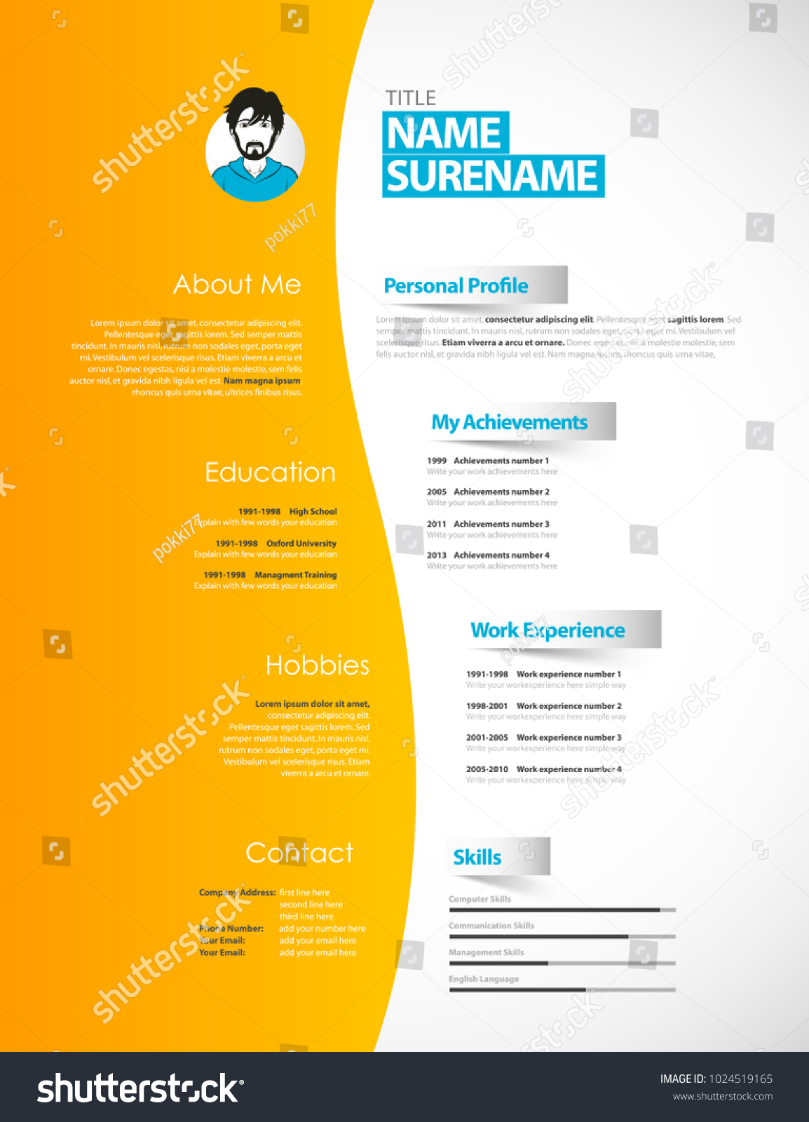 Creative Cv Template Paper Stripes Stock Vector (Royalty Free ...