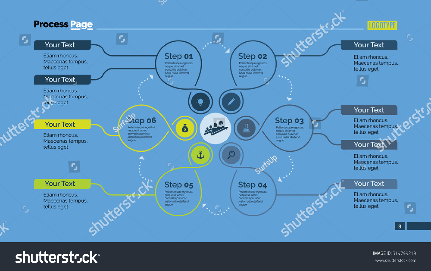 Creative Cycle Diagram Slide Template: vector de stock (libre de ...