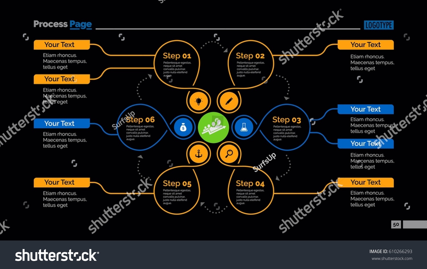 Creative Cycle Diagram Slide Template 스톡 벡터(로열티 프리) 610266293 ...