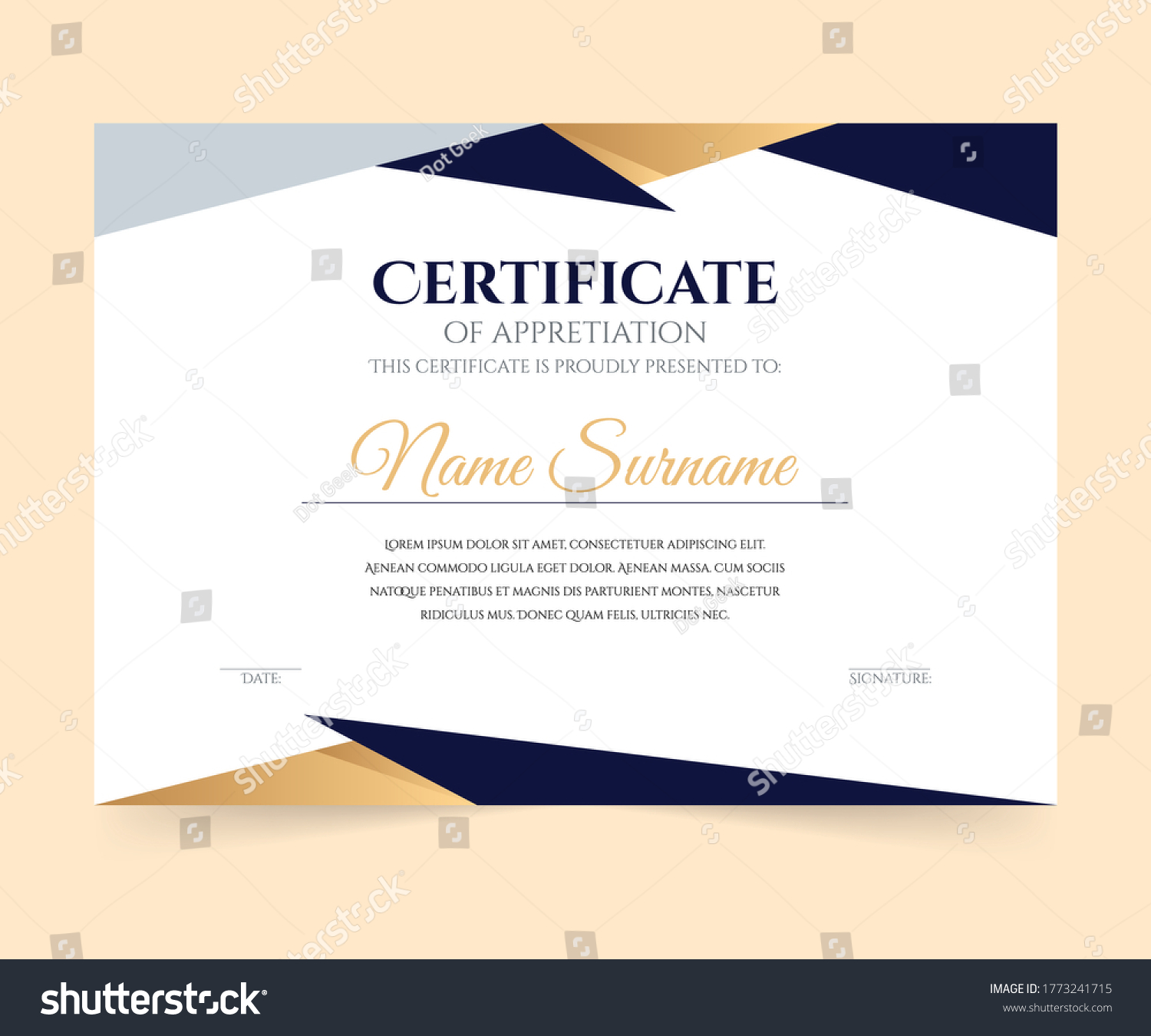 Creative Diploma Template Golden Elements Certificate Stock Vector ...
