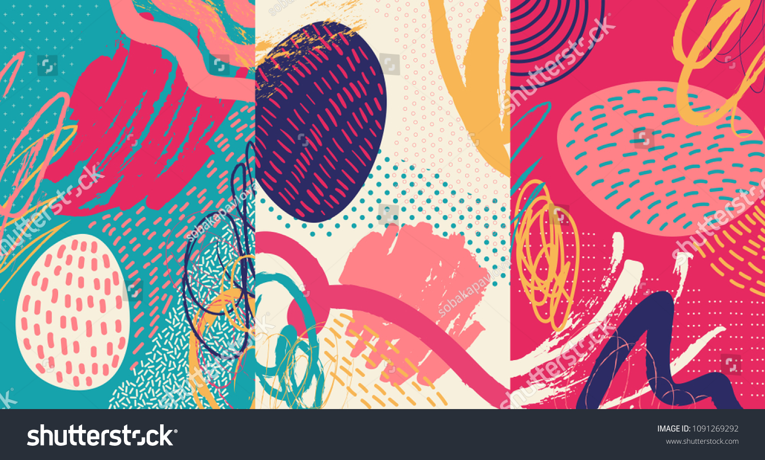 Creative Doodle Art Header Different Shapes Stock Vector (Royalty Free ...