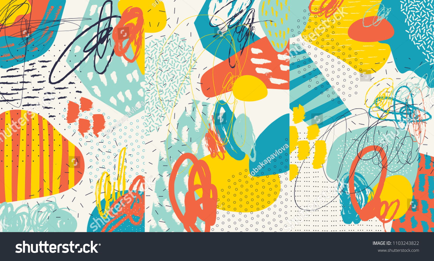 Creative Doodle Art Header Different Shapes Stock Vector (Royalty Free ...