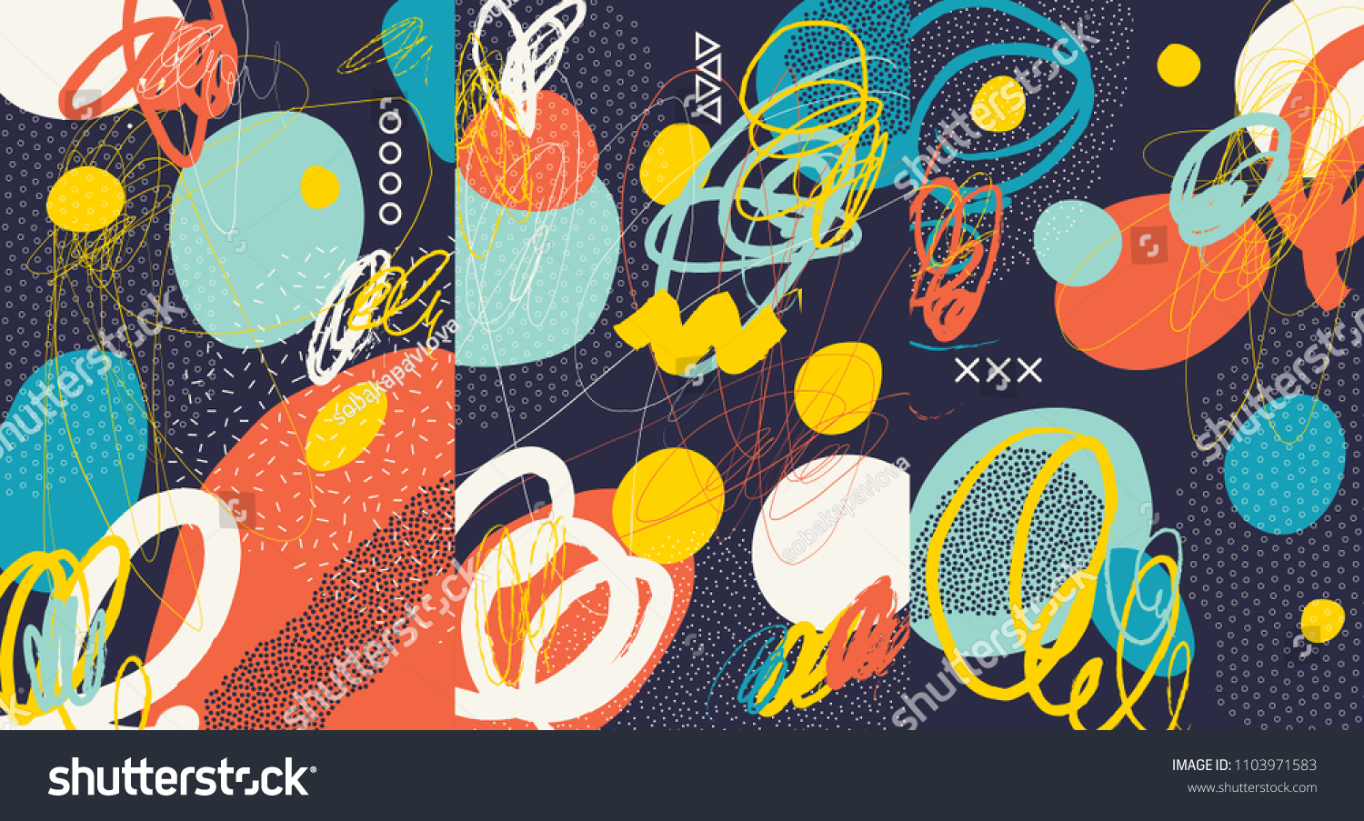 Creative Doodle Art Header Different Shapes Stock Vector (Royalty Free ...