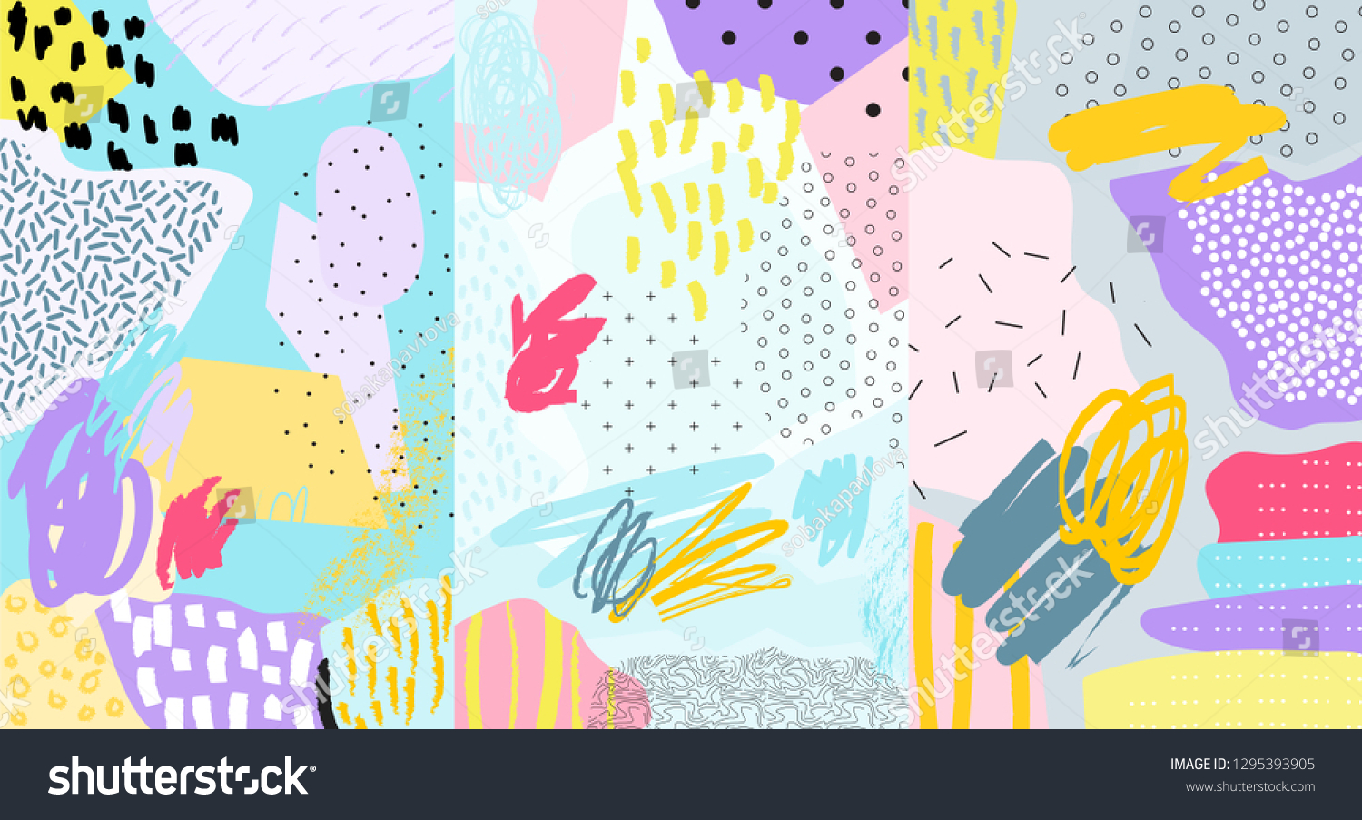 Creative Doodle Art Header Different Shapes Stock Vector (Royalty Free ...
