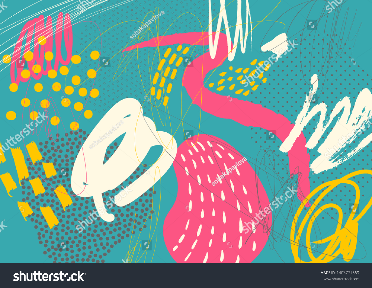 Creative Doodle Art Header Different Shapes Stock Vector (Royalty Free ...
