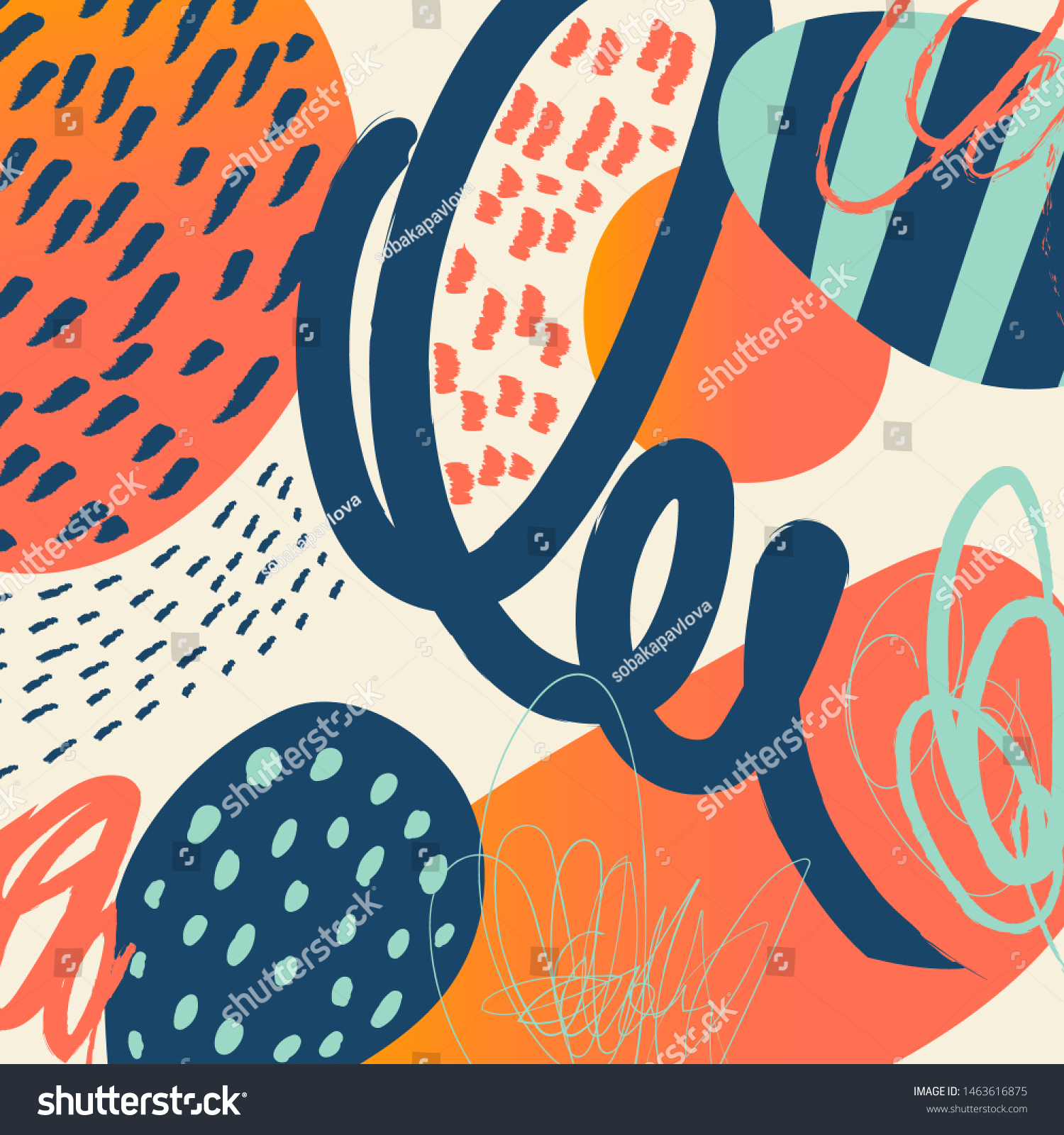 Vektor Stok Creative Doodle Art Header Different Shapes (Tanpa Royalti ...