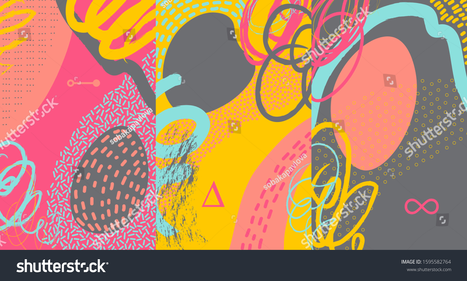 Creative Doodle Art Header Different Shapes Stock Vector (Royalty Free ...