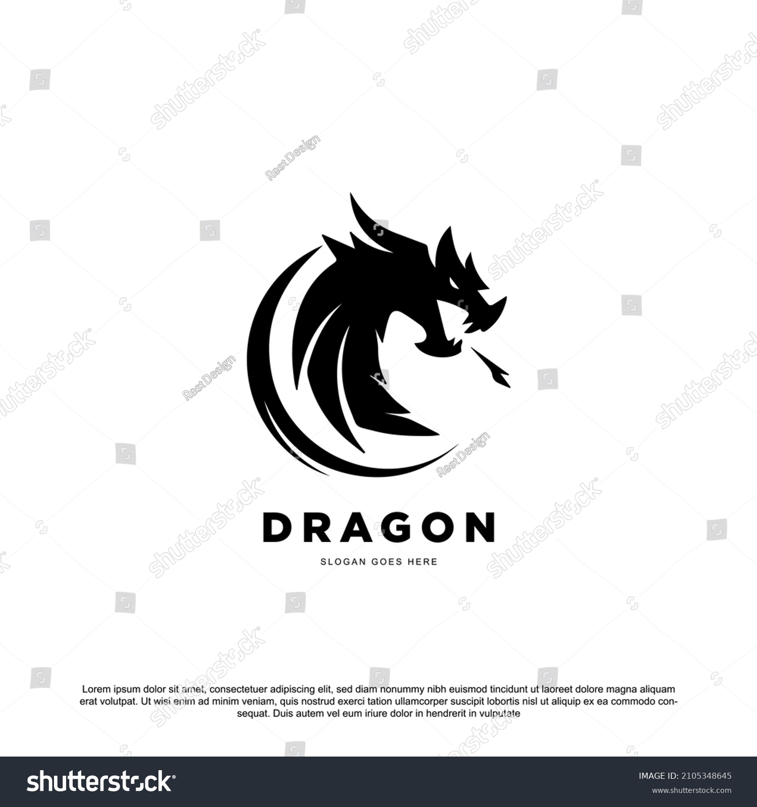Creative Dragon Logo Design Dragon Flame Stock Vector (Royalty Free ...