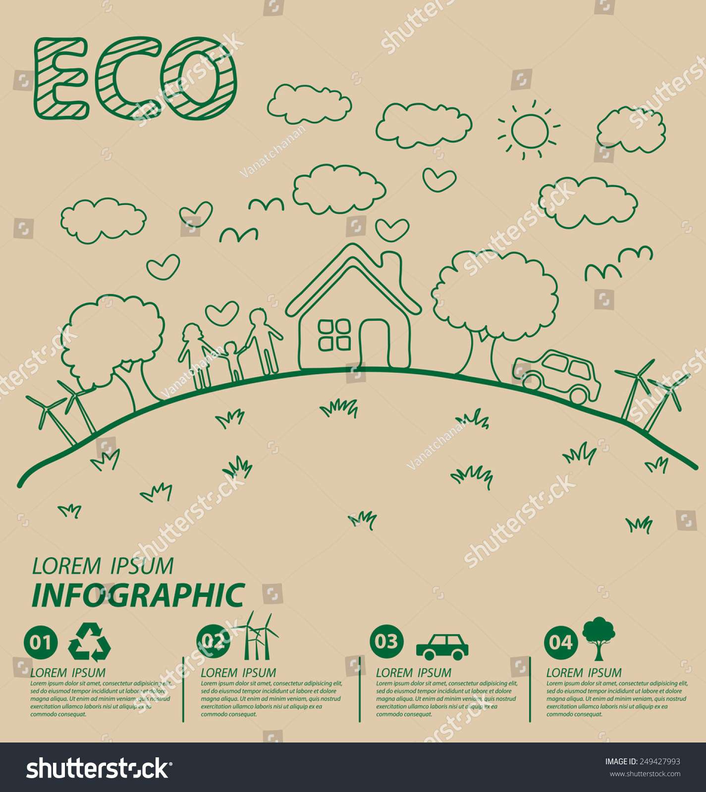Creative Drawing Ecology Concept Vector Illustration Stock Vector ...