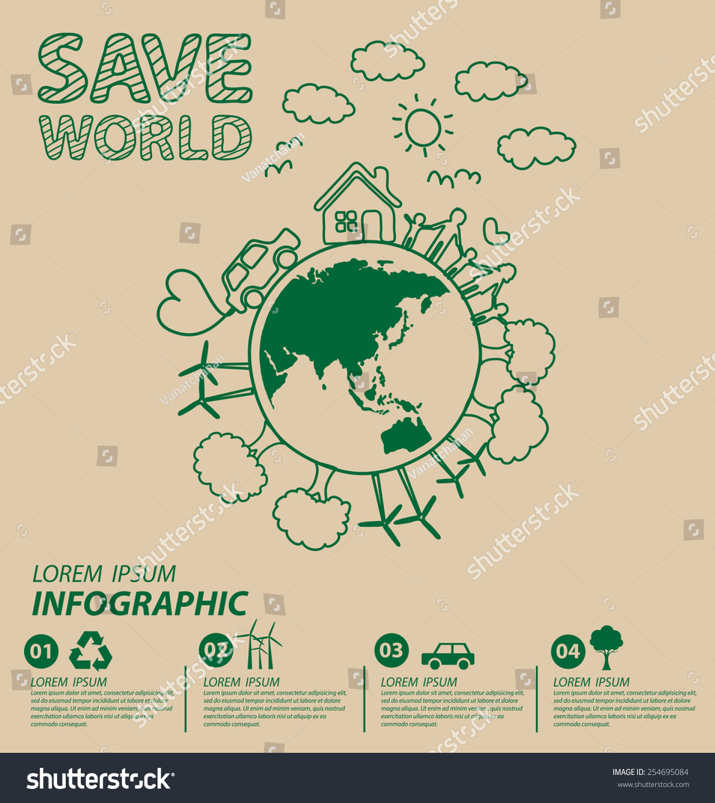 Creative Drawing Ecology Concept Vector Illustration Stock Vector ...