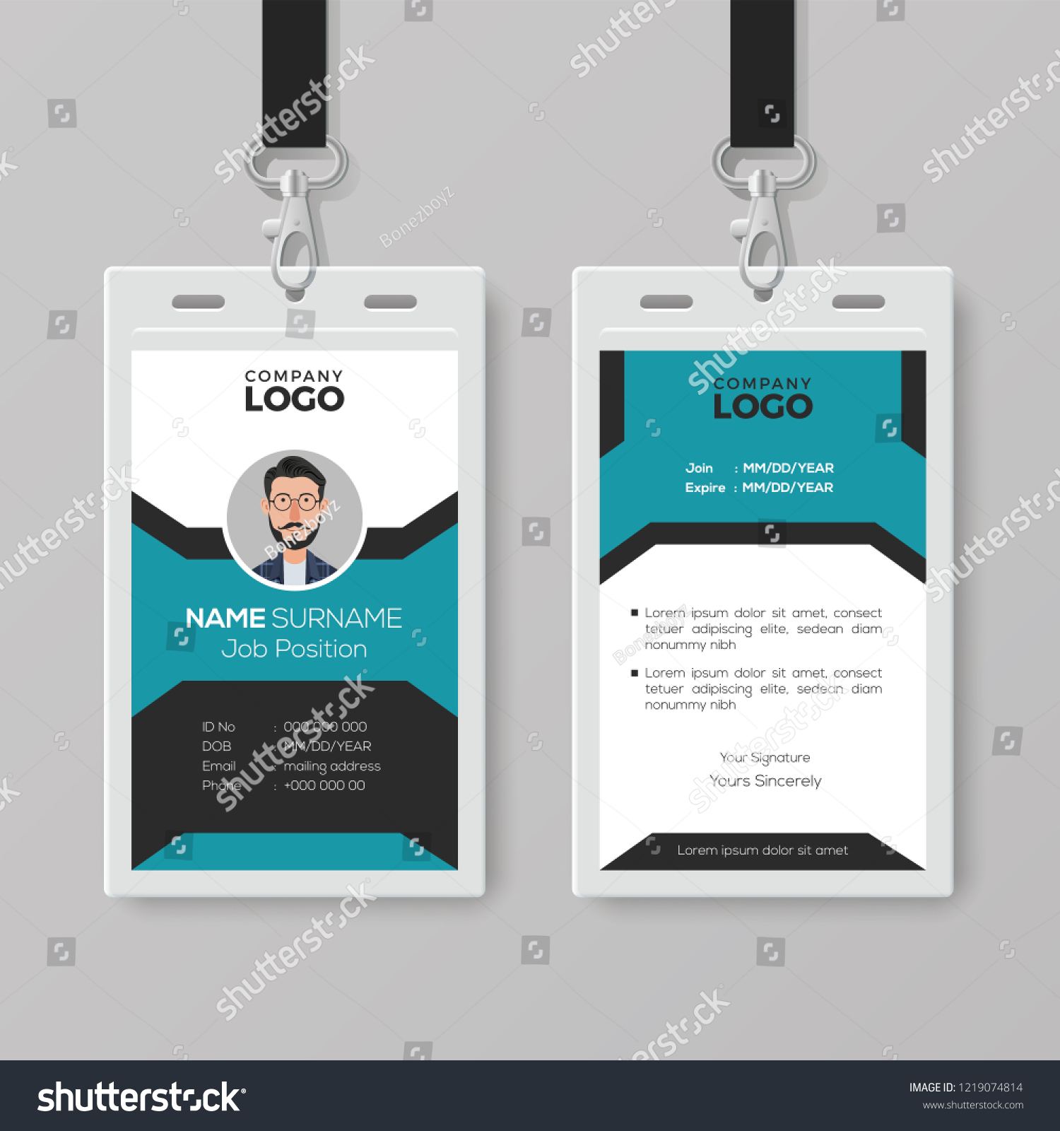 Creative Employee Id Card Template: vector de stock (libre de regalías ...