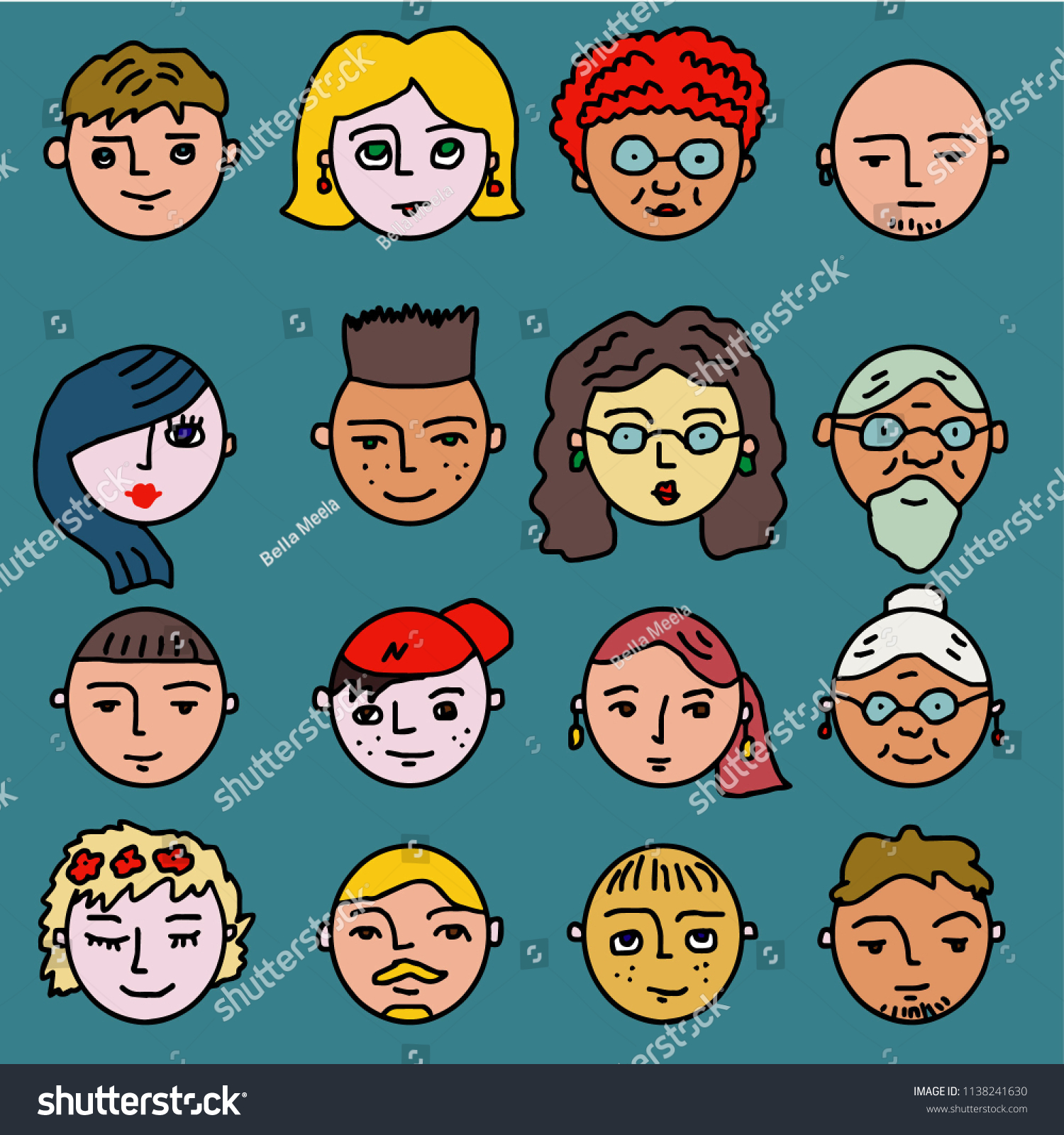 Creative Faces Different Ages Vector Set: เวกเตอร์สต็อก (ปลอดค่า ...