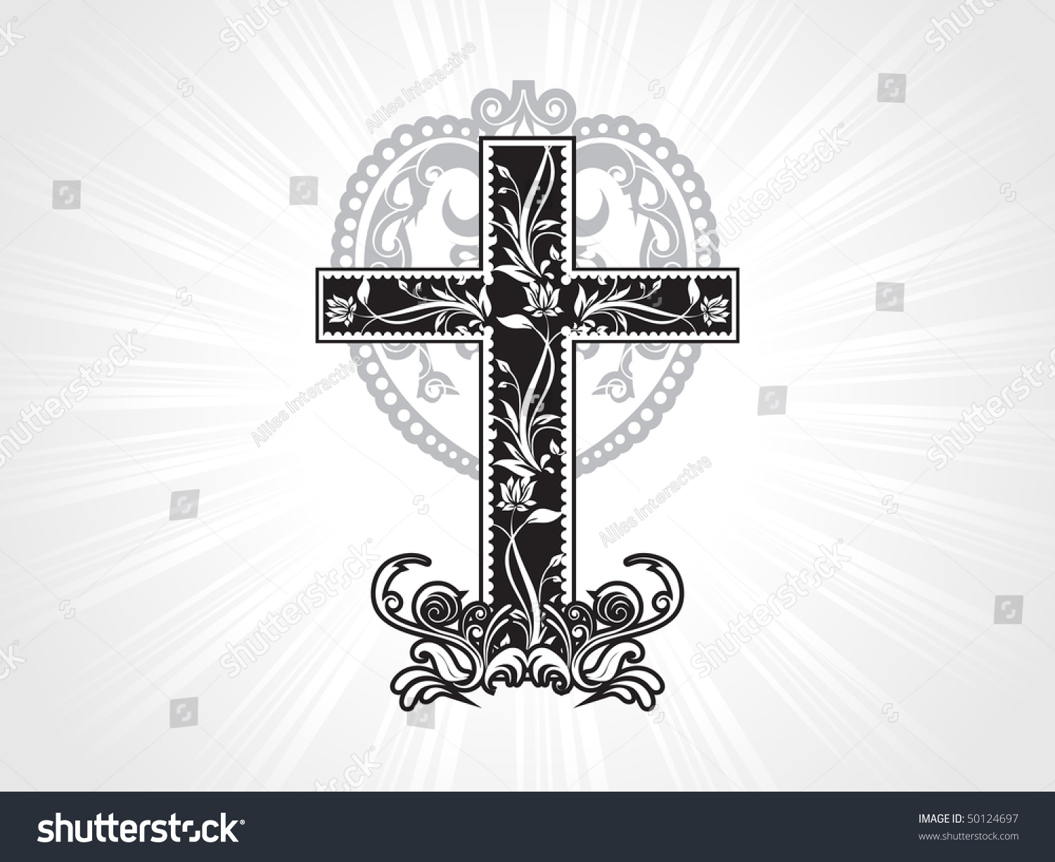 Creative Filigree Pattern Isolated Christian Cross: เวกเตอร์สต็อก (ปลอด ...