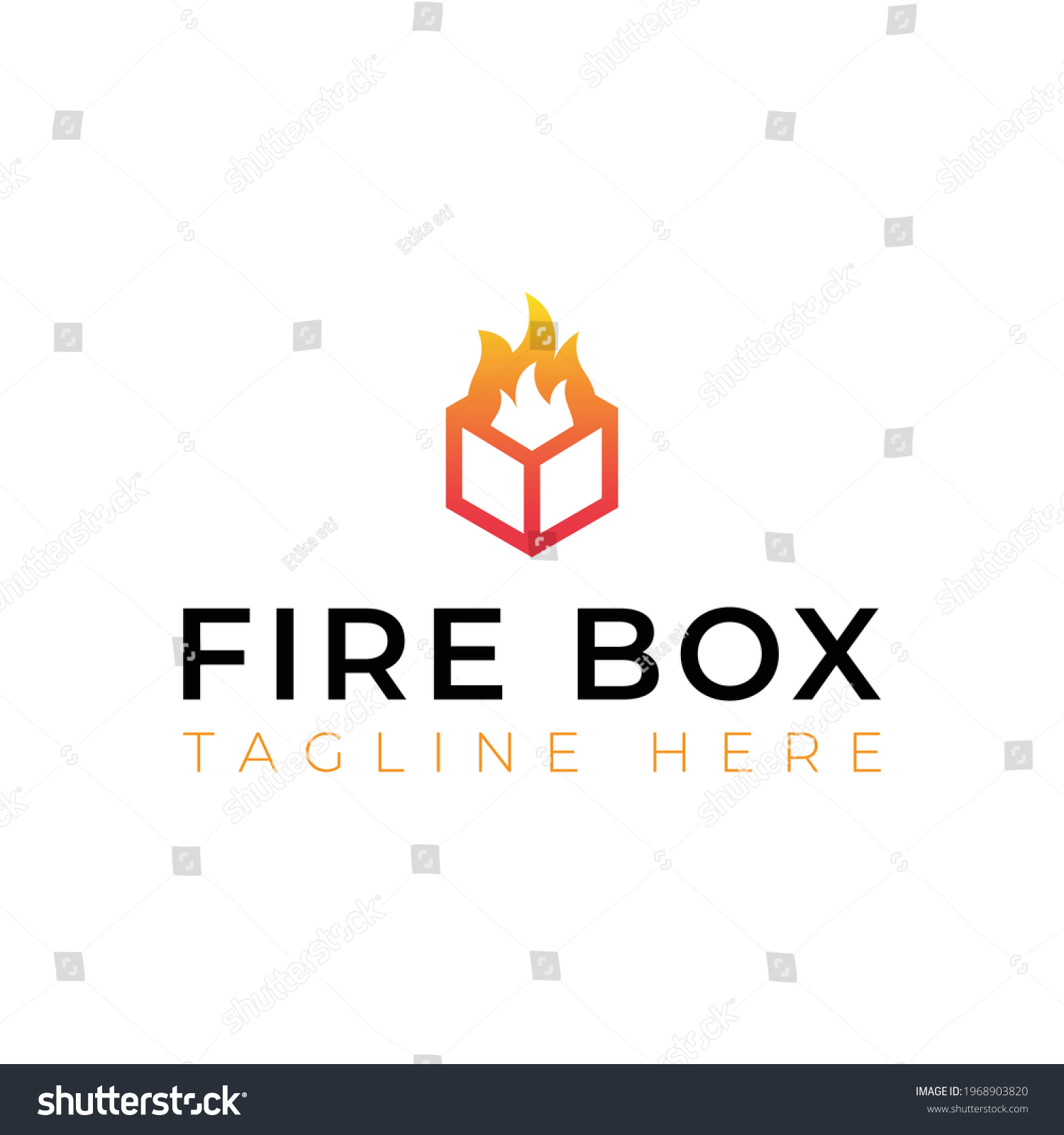 Creative Flat Fire Box Logo Design Stock Vector (Royalty Free) 1968903820