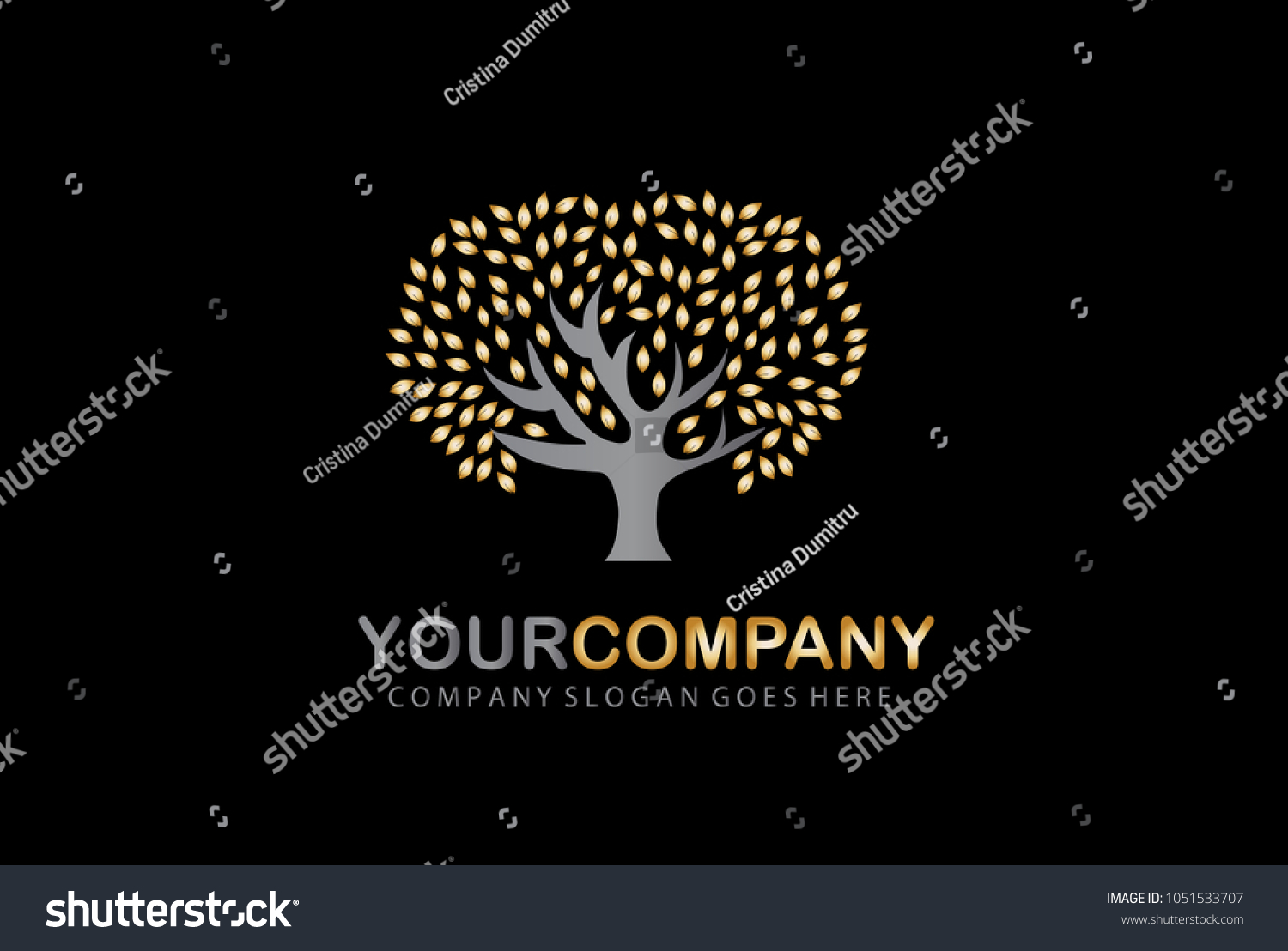 Creative Golden Tree Logo Design Vector Stock Vector (Royalty Free ...
