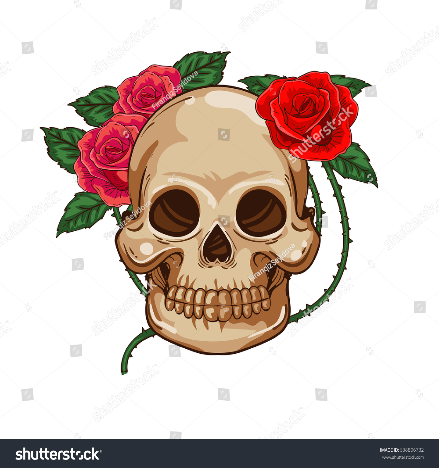 Creative Gothic Skull Roses Vector Illustration Stock Vector (Royalty ...