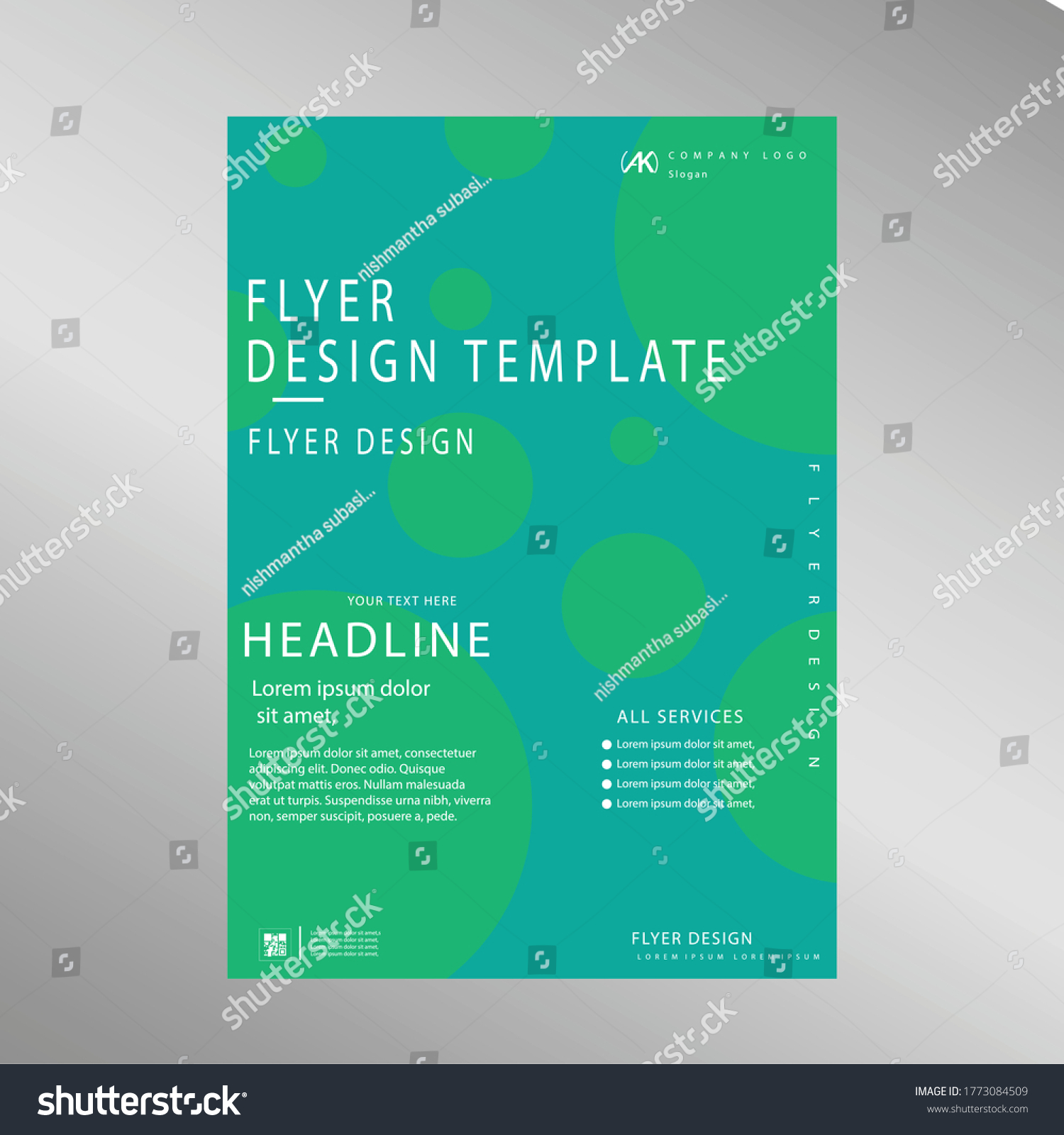 Creative Green Colour Flyer Template Design Stock Vector (Royalty Free ...