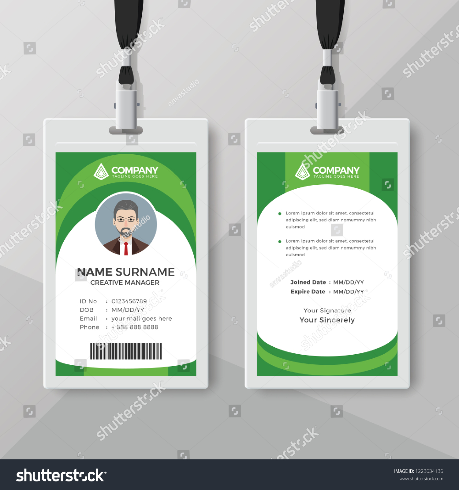 Creative Green Id Card Design Template Stock Vector (Royalty Free ...