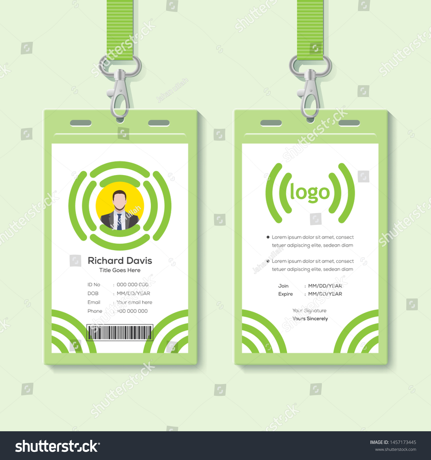 Creative Green Id Card Design Template Stock Vector (Royalty Free ...