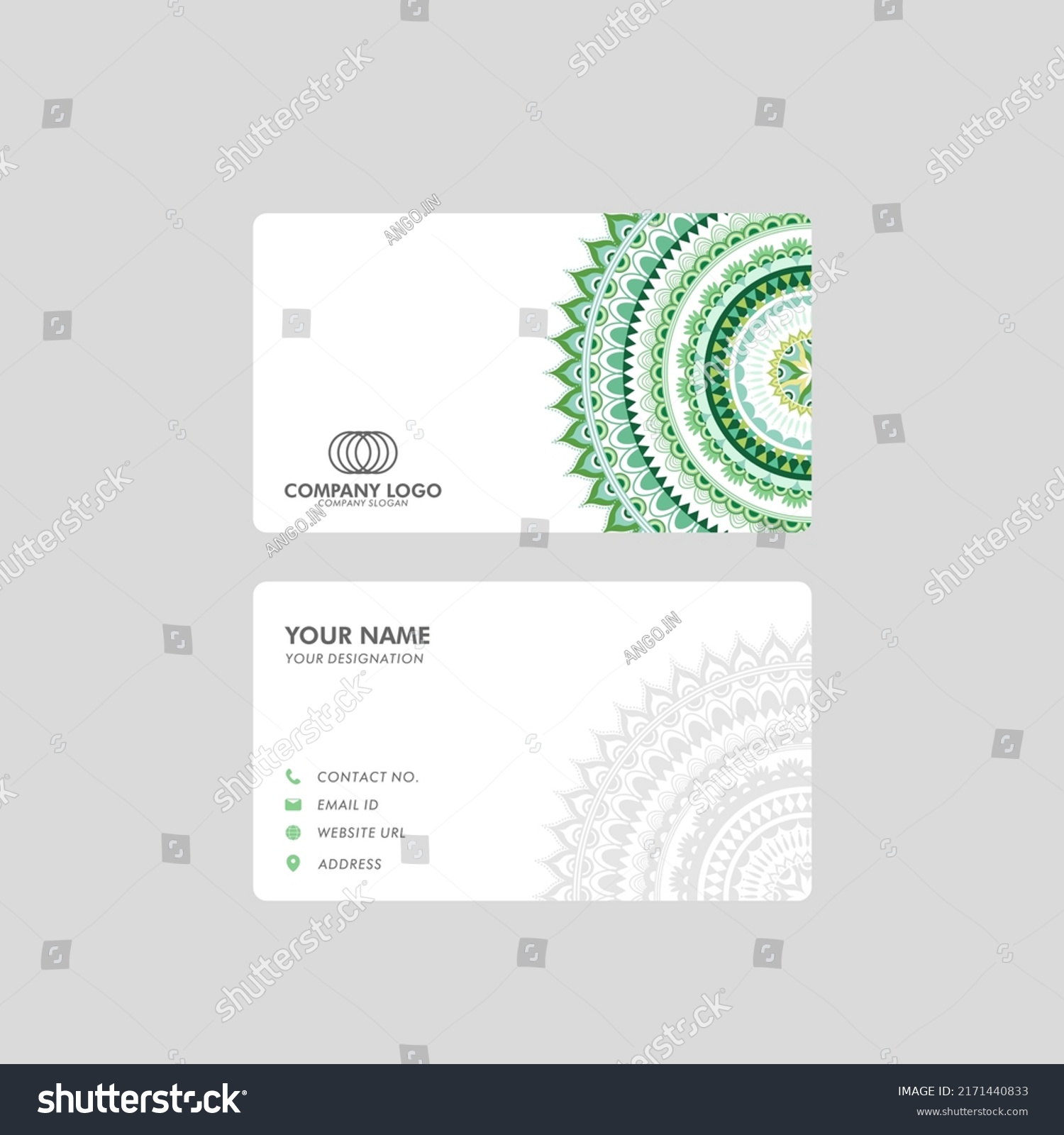 Creative Green Mandala Visiting Card Design Stock Vector (Royalty Free ...