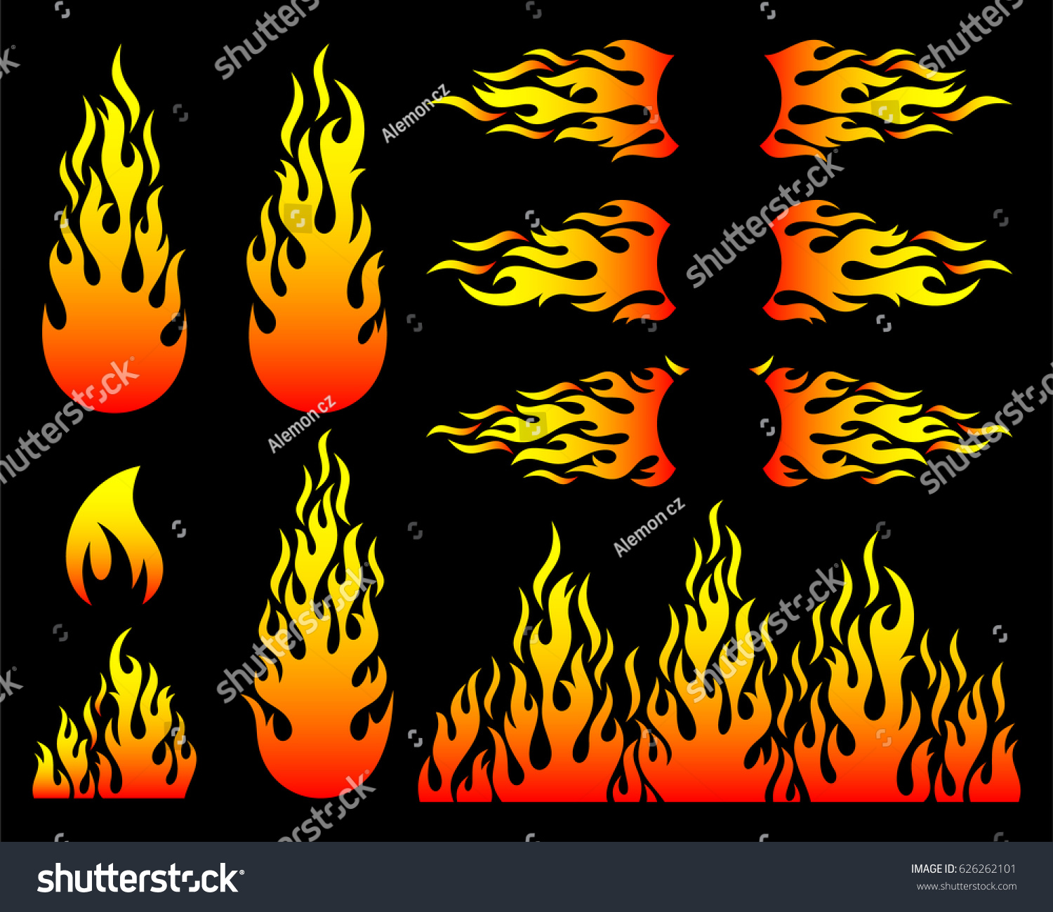 Creative Hot Fire Flame Design Elements Stock Vector (Royalty Free ...