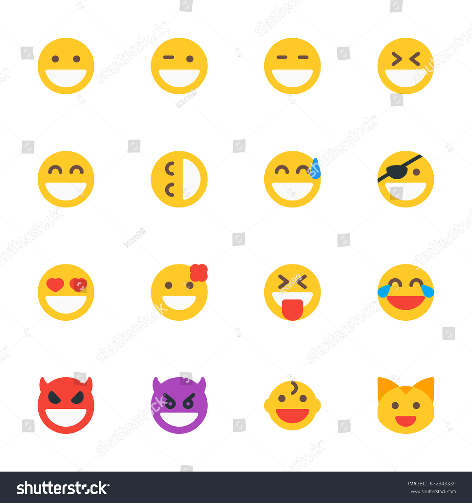 Creative Icon Set Emoticons Stock Vector (Royalty Free) 672343339