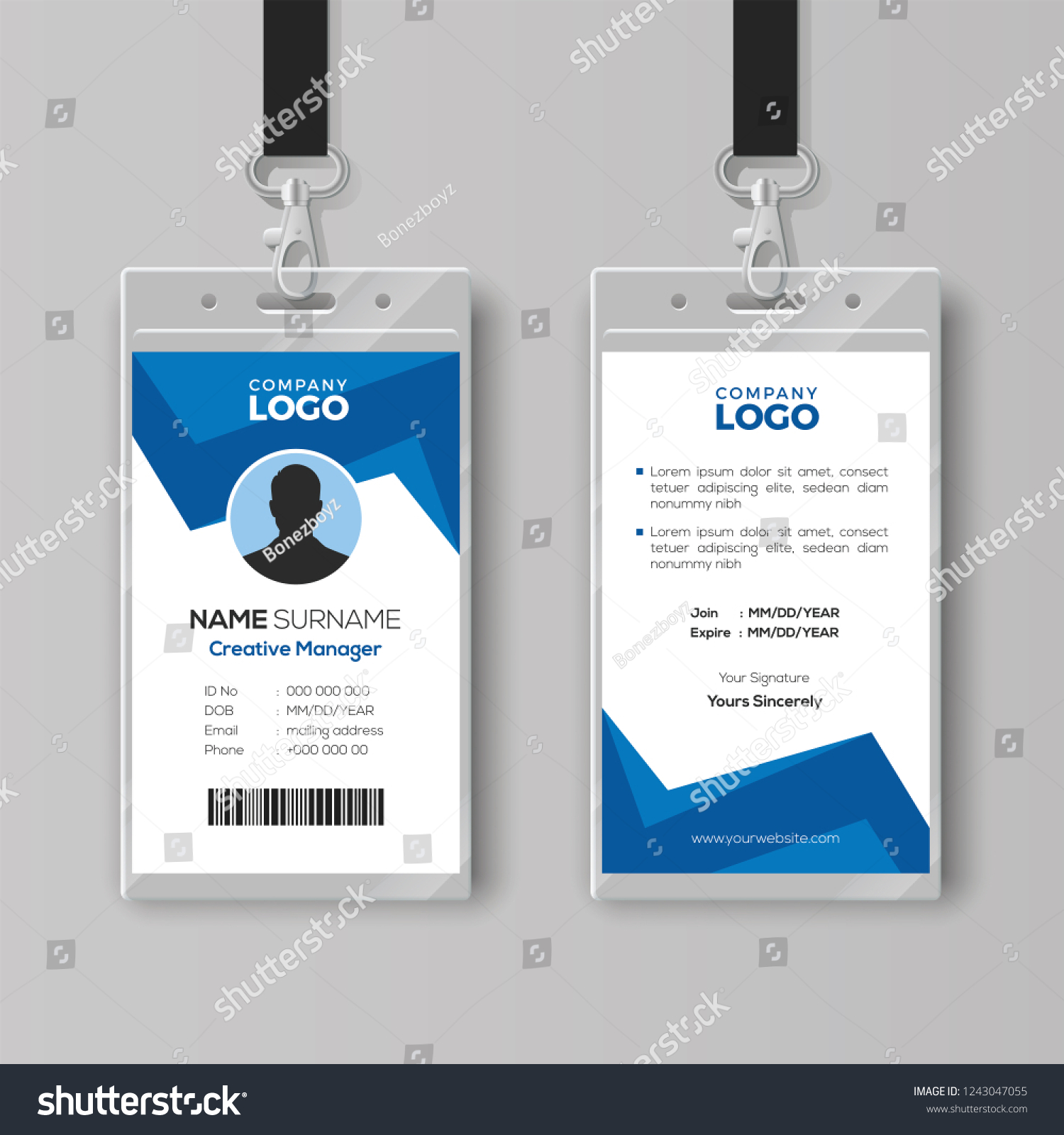 Creative Id Card Template Abstract Blue: เวกเตอร์สต็อก (ปลอดค่า ...