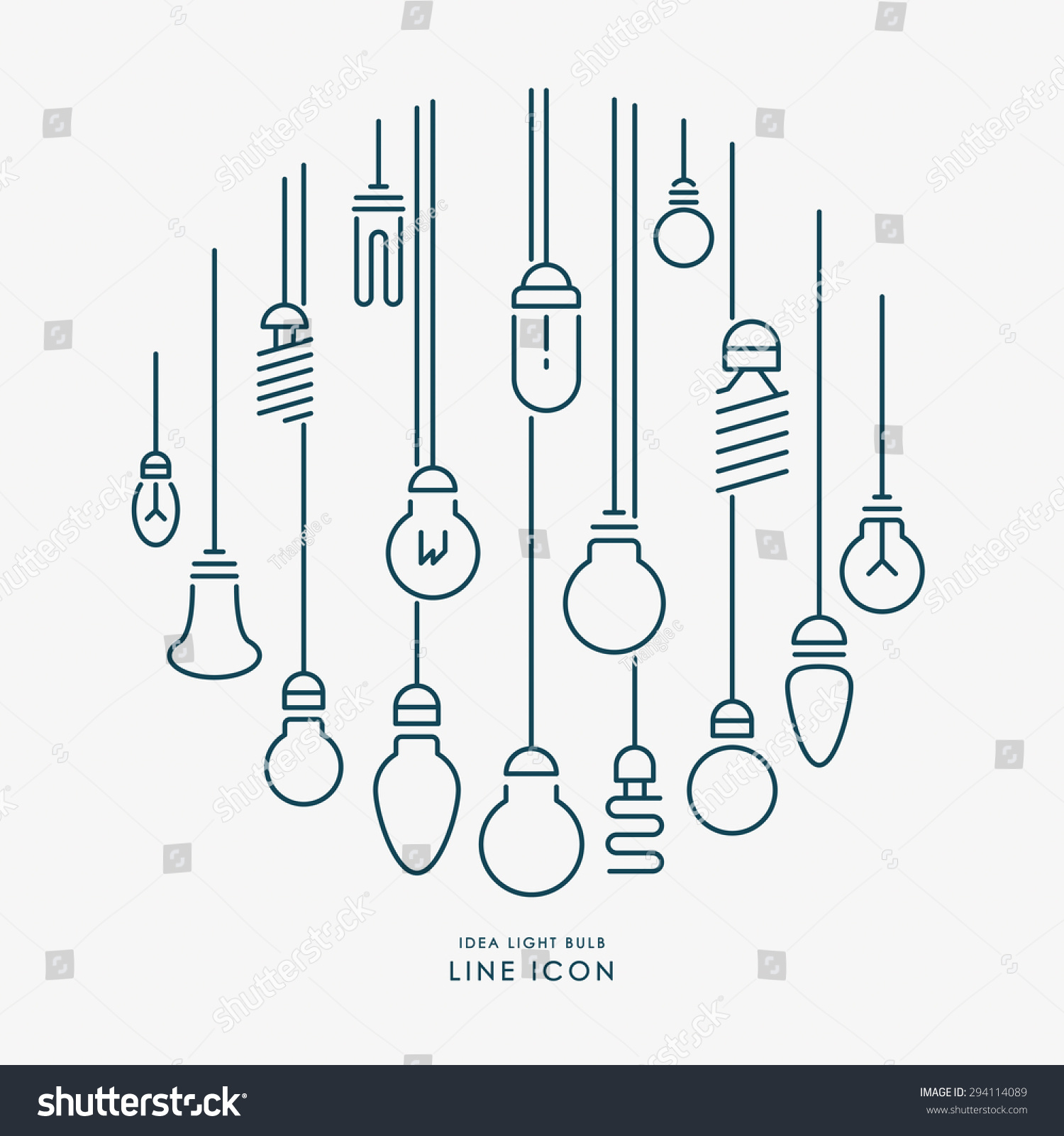 Creative Idea Light Bulb Line Icons Stock Vector (Royalty Free ...