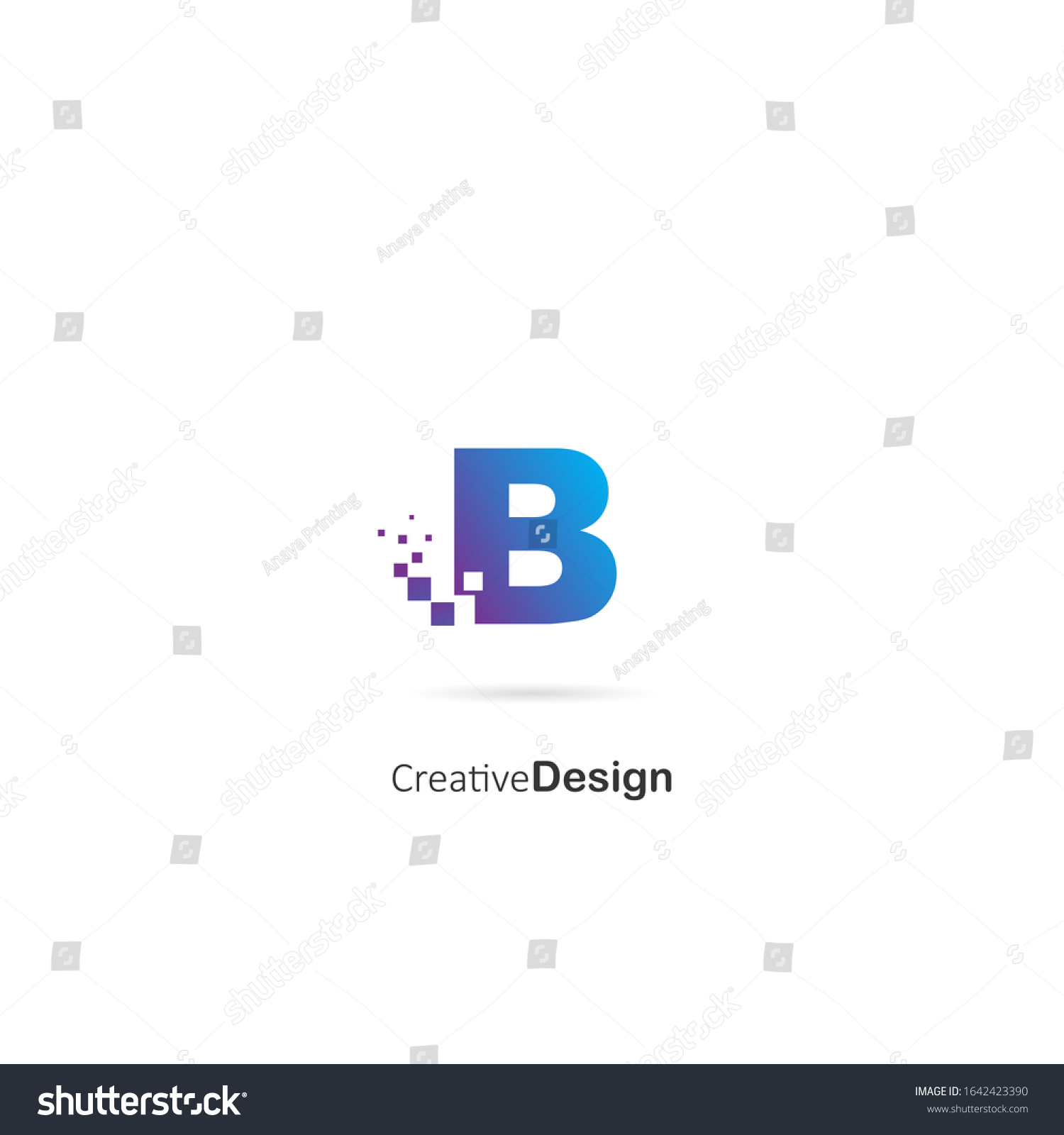 Creative Letter B Pixel Logo Design Stock Vector (Royalty Free) 1642423390