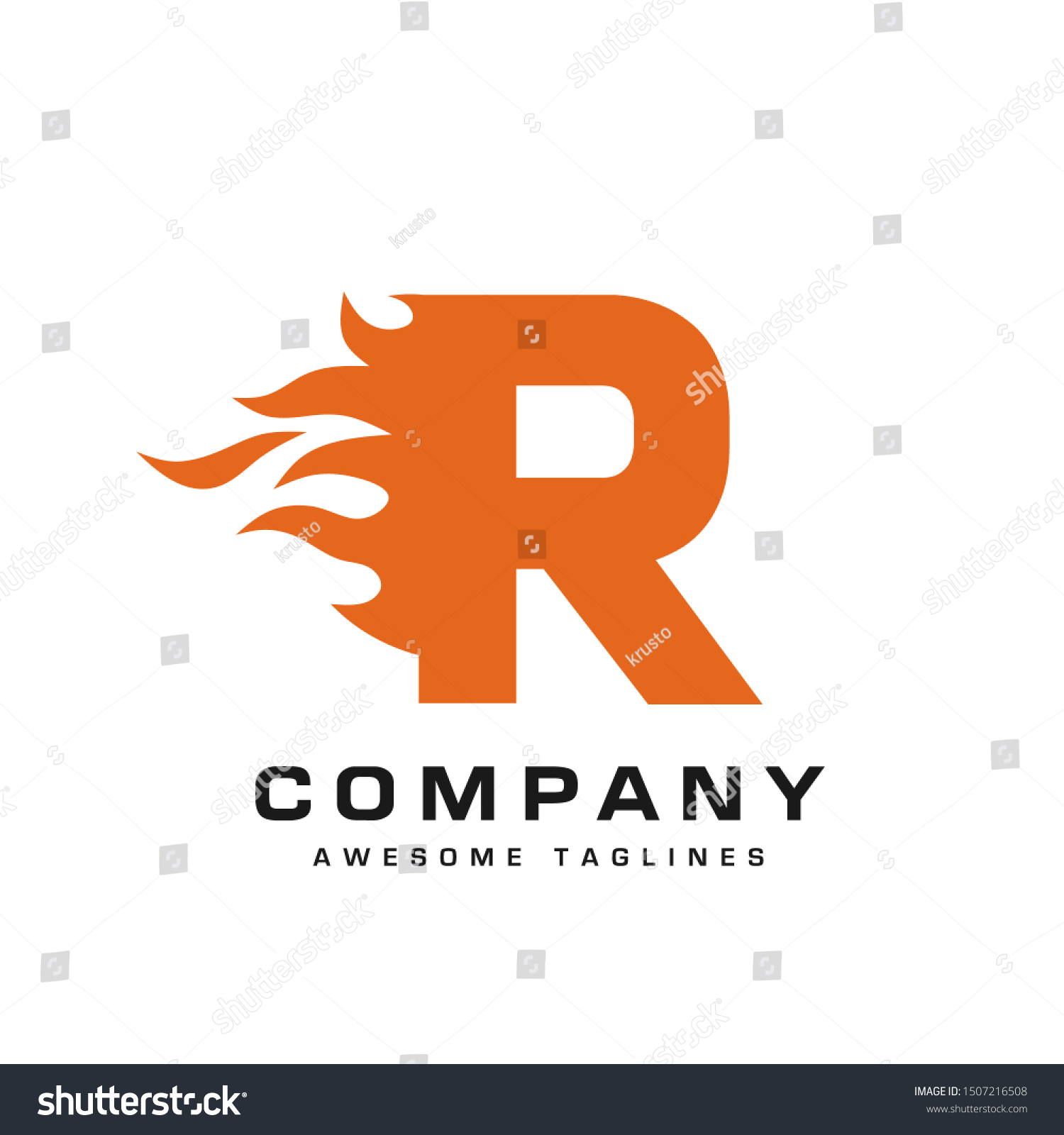 Creative Letter R Fire Logo Template Stock Vector (Royalty Free ...