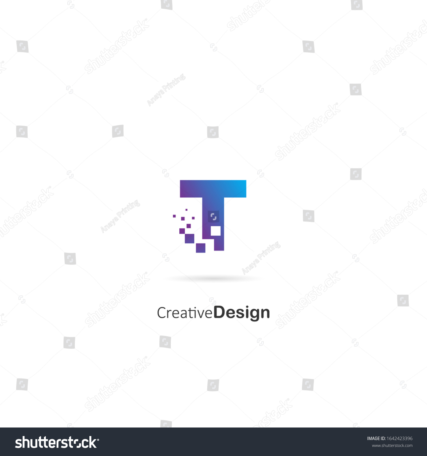 Creative Letter T Pixel Logo Design Stock Vector (Royalty Free) 1642423396