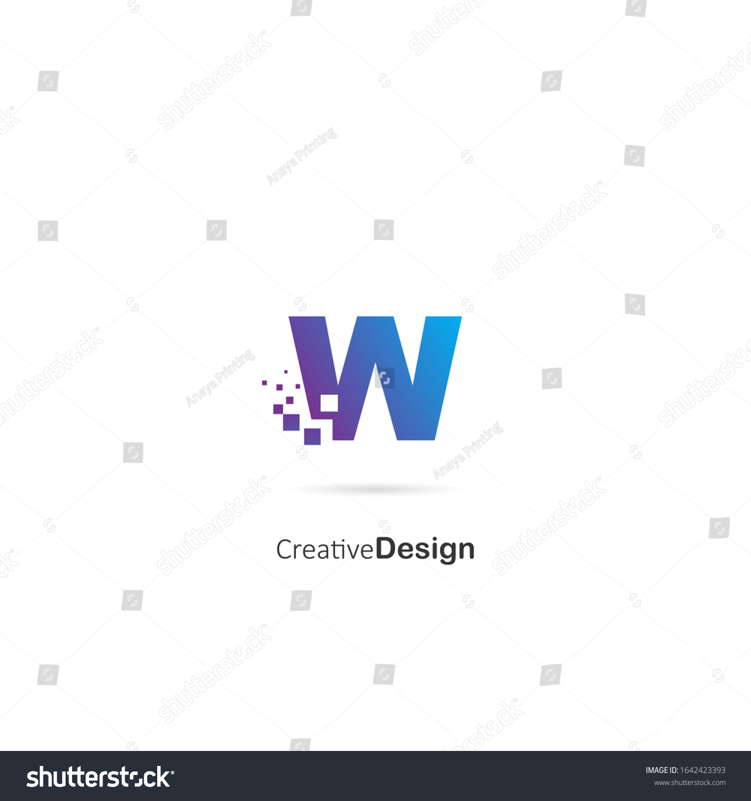 Creative Letter W Pixel Logo Design Stock Vector (Royalty Free ...