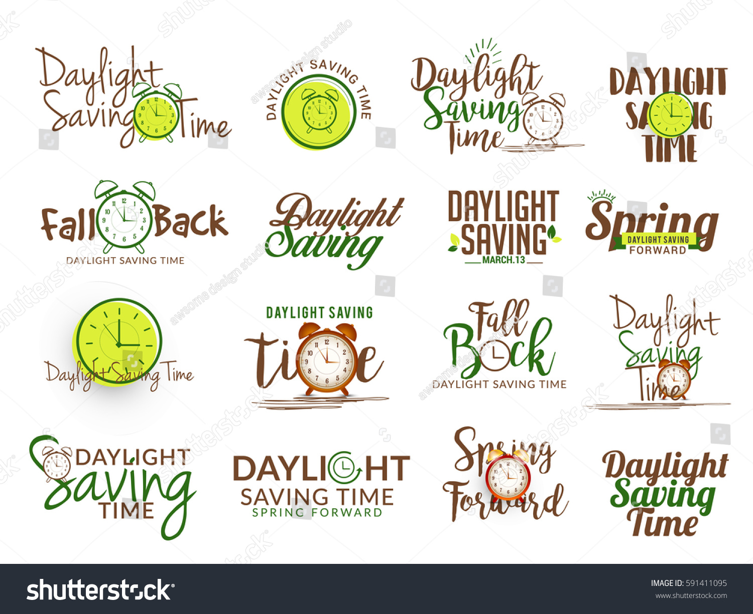 Creative Lettering Set Daylight Saving Time Stock Vector (Royalty Free ...