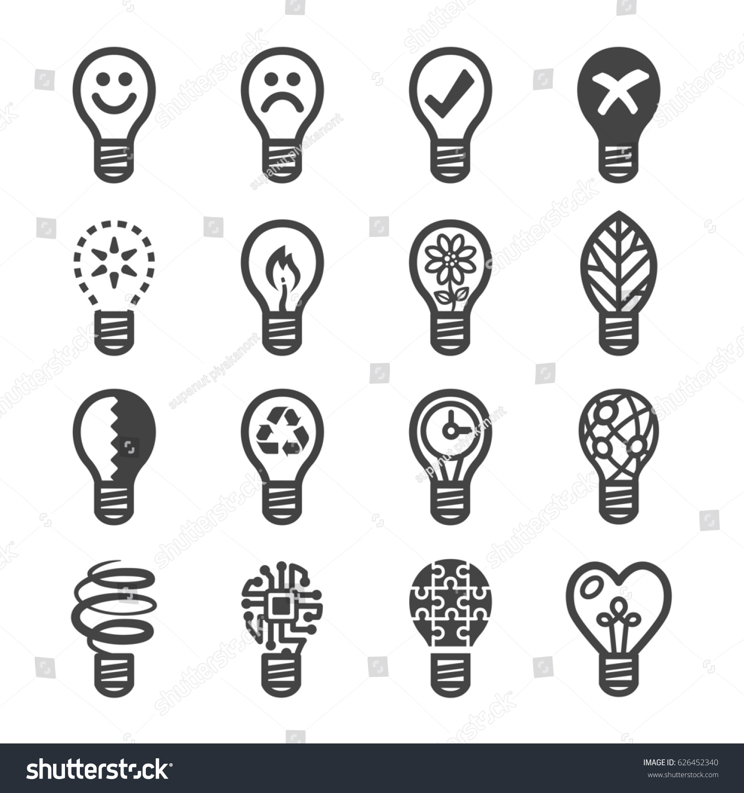 Creative Light Bulb Icons Stock Vector (Royalty Free) 626452340