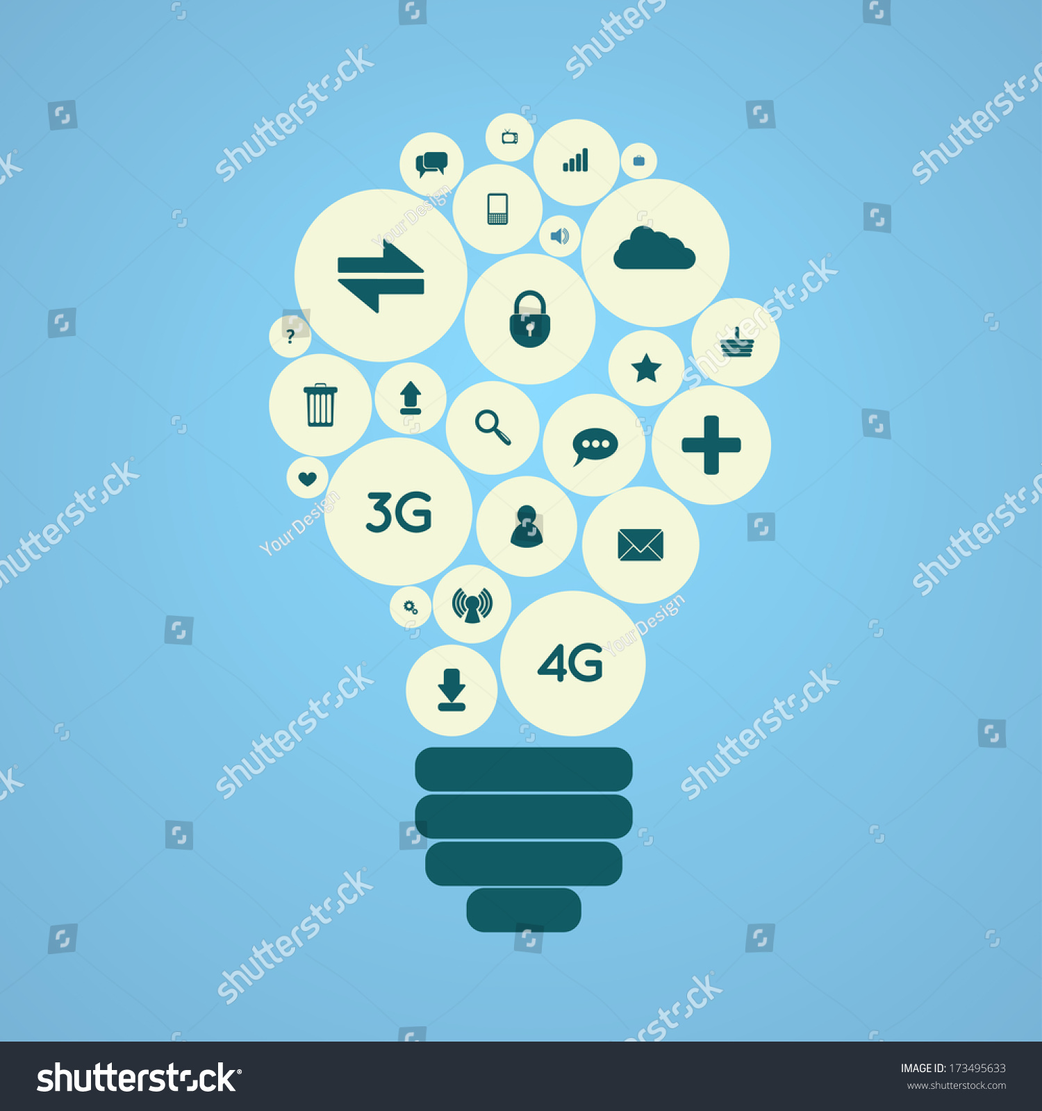 Creative Light Bulb Applications Icons Inside Stock Vector (Royalty ...